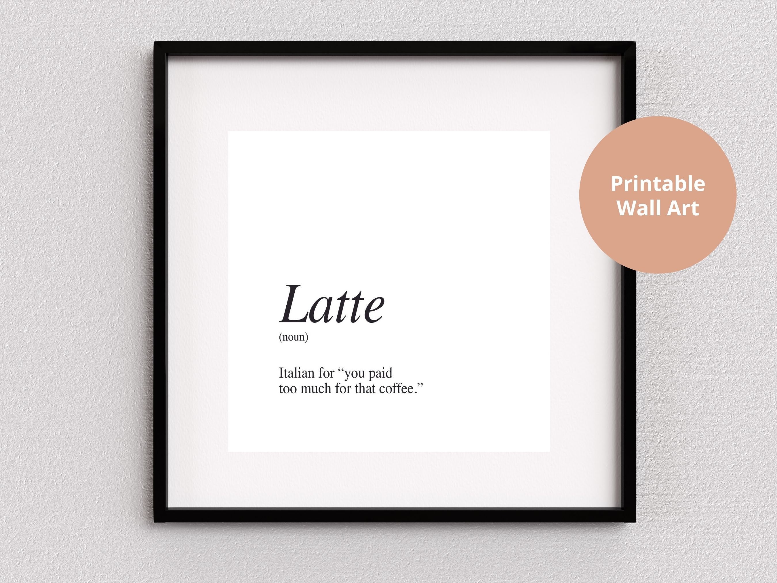 Latte Word Definition Wall Print. - Etsy