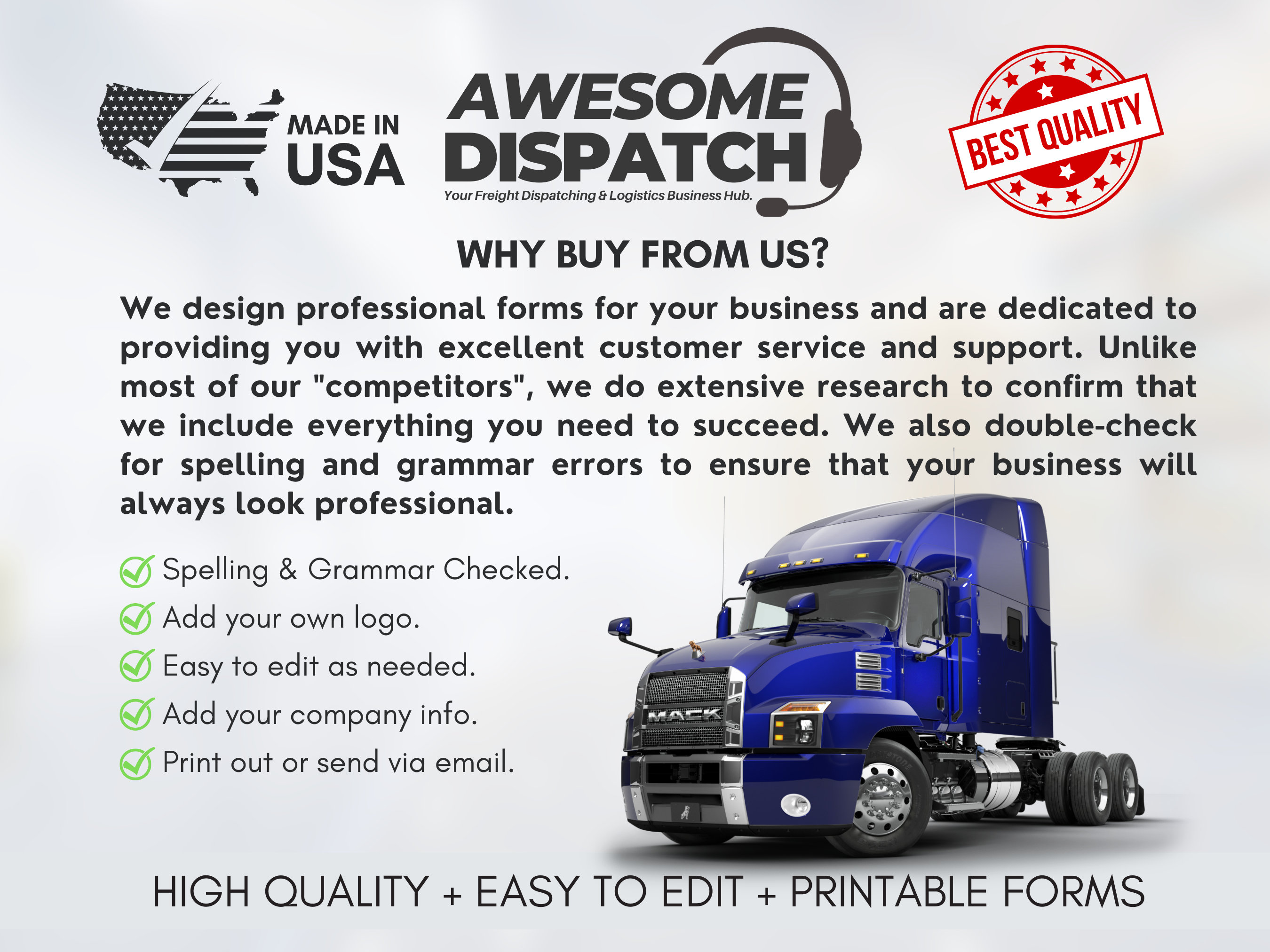 Freight Dispatcher Business Pack With Carrier Agreement and Welcome ...