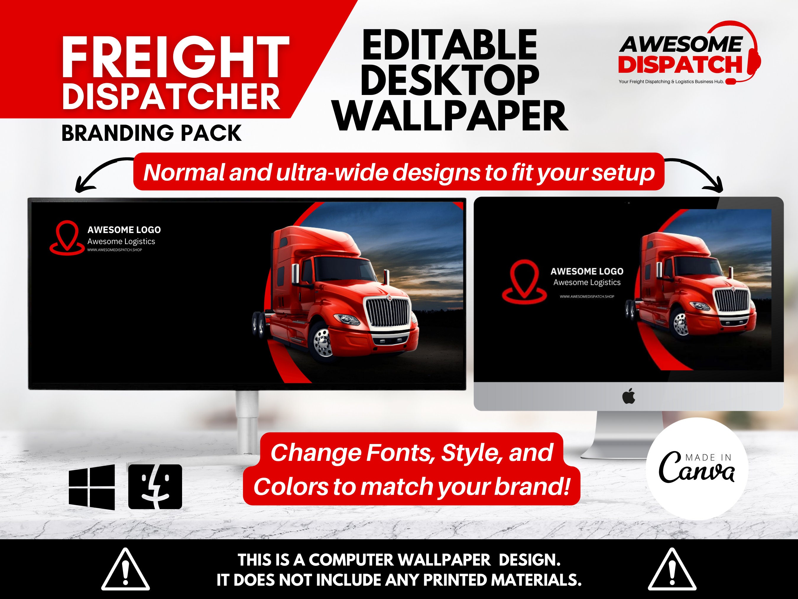 Freight Dispatcher Branding Template Pack for Your Truck Dispatching Business - Made in Canva ...