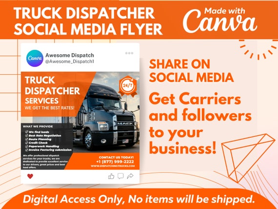 Orange DIY Freight Dispatch Flyer Canva Template for Social | Etsy