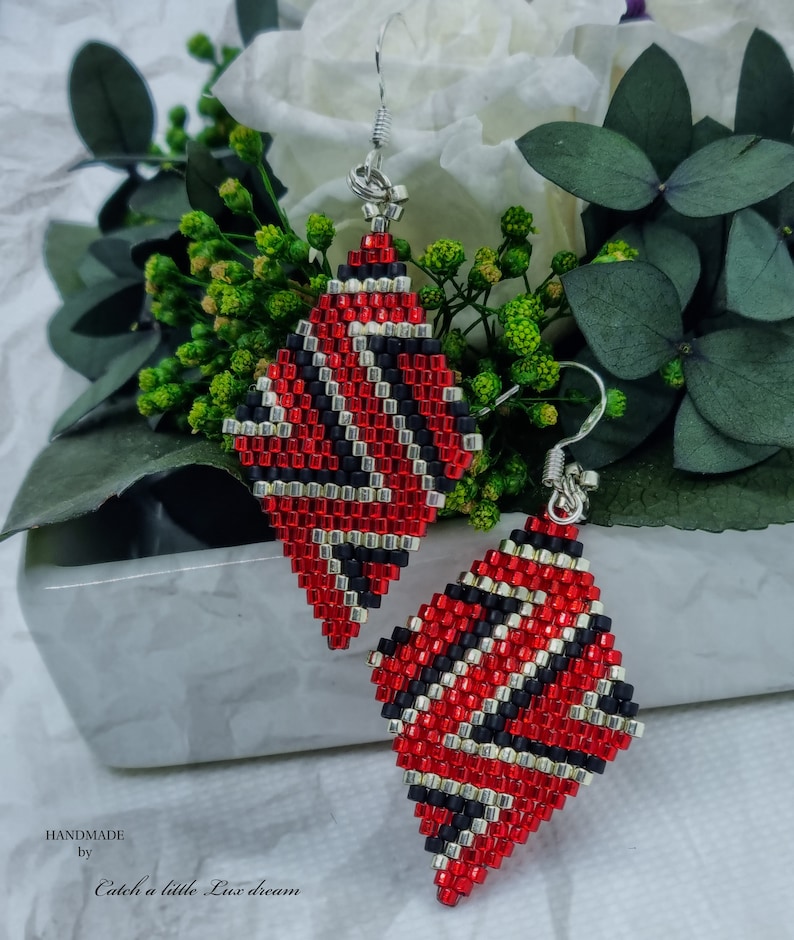 Diamond Brick-stitch Earrings - Etsy