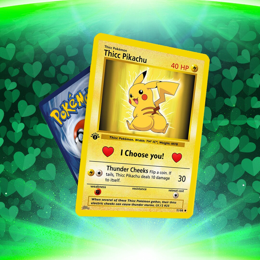 Love Thicc Pikachu Pokemon Card Custom Made - Etsy