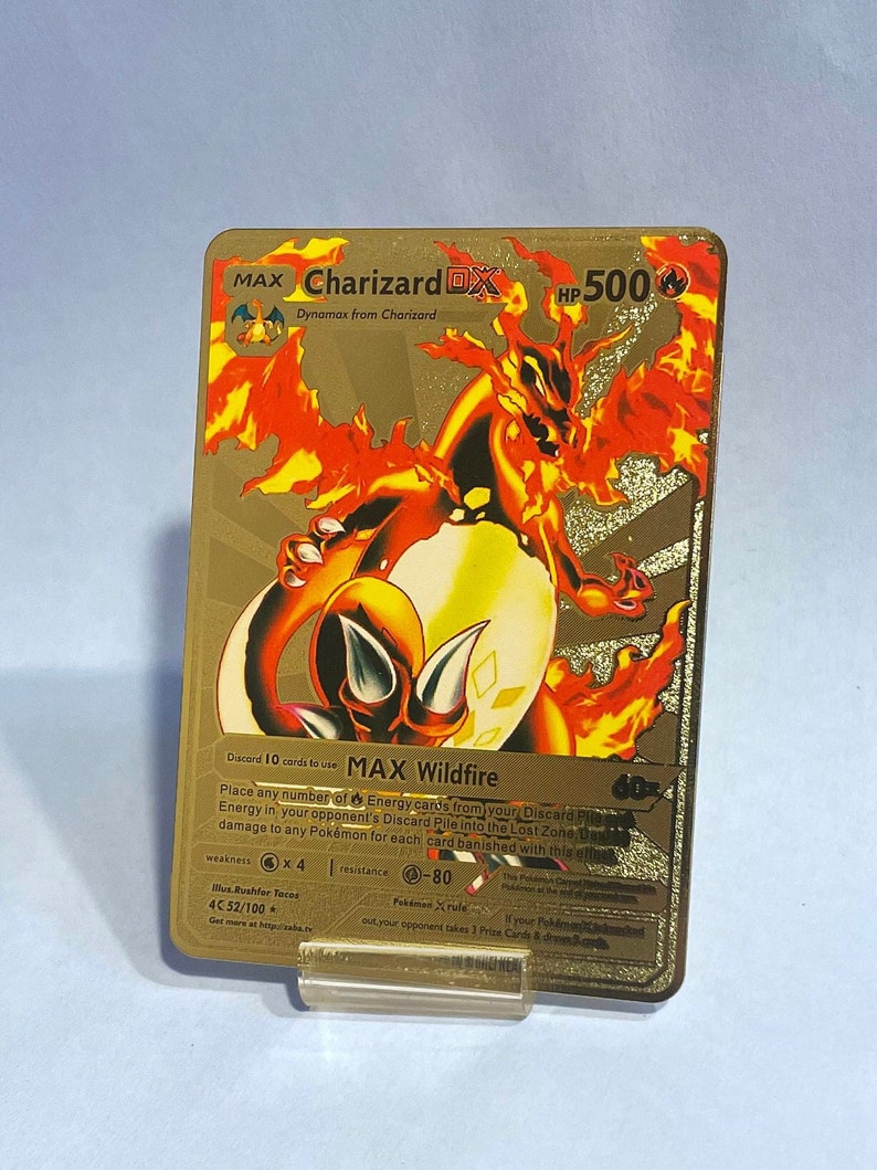 Charizard DX Golden Metal Pokémon Card Trading Card Custom - Etsy New ...