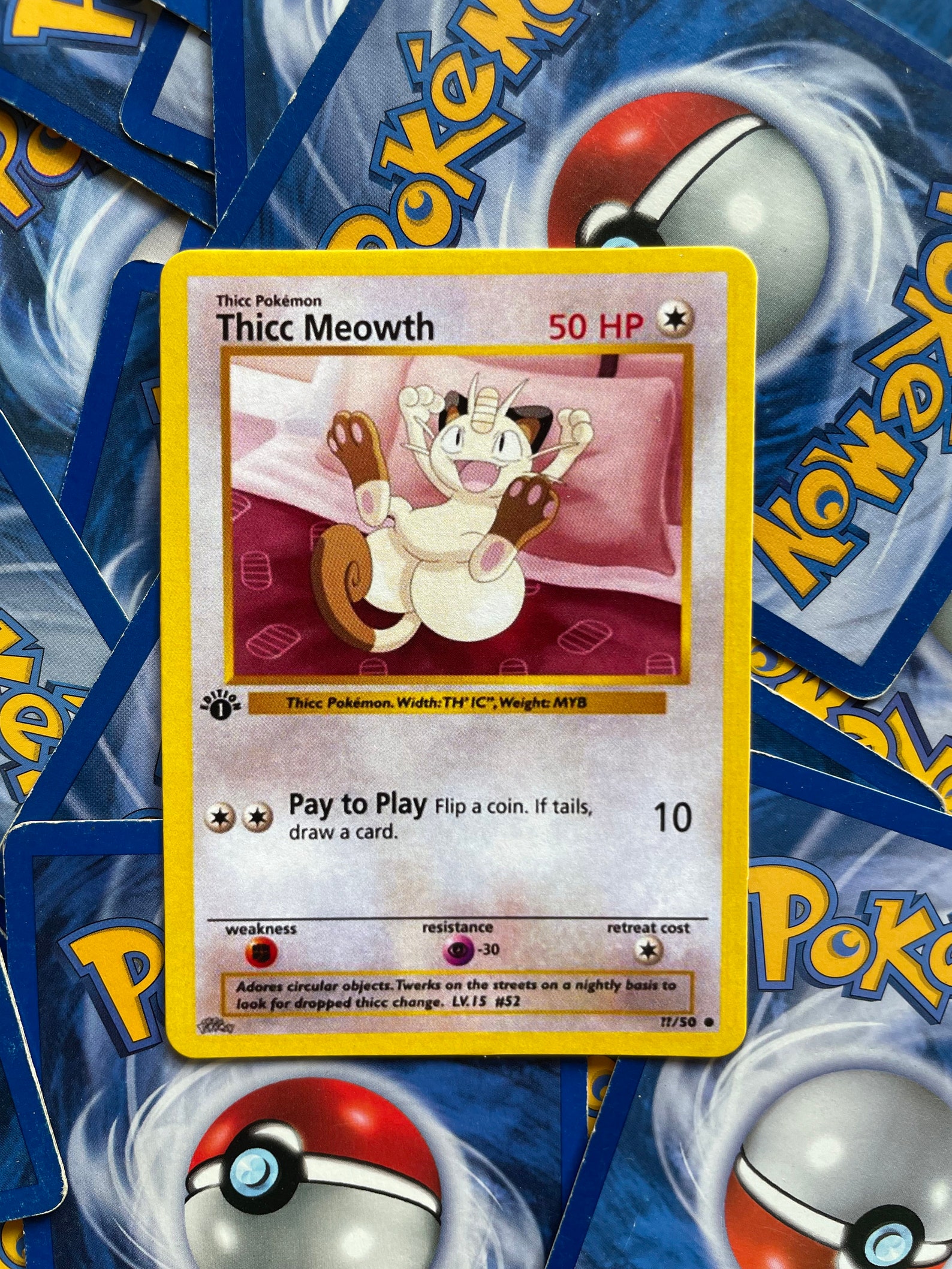 Thicc Meowth Pokemon Card Custom Made Etsy