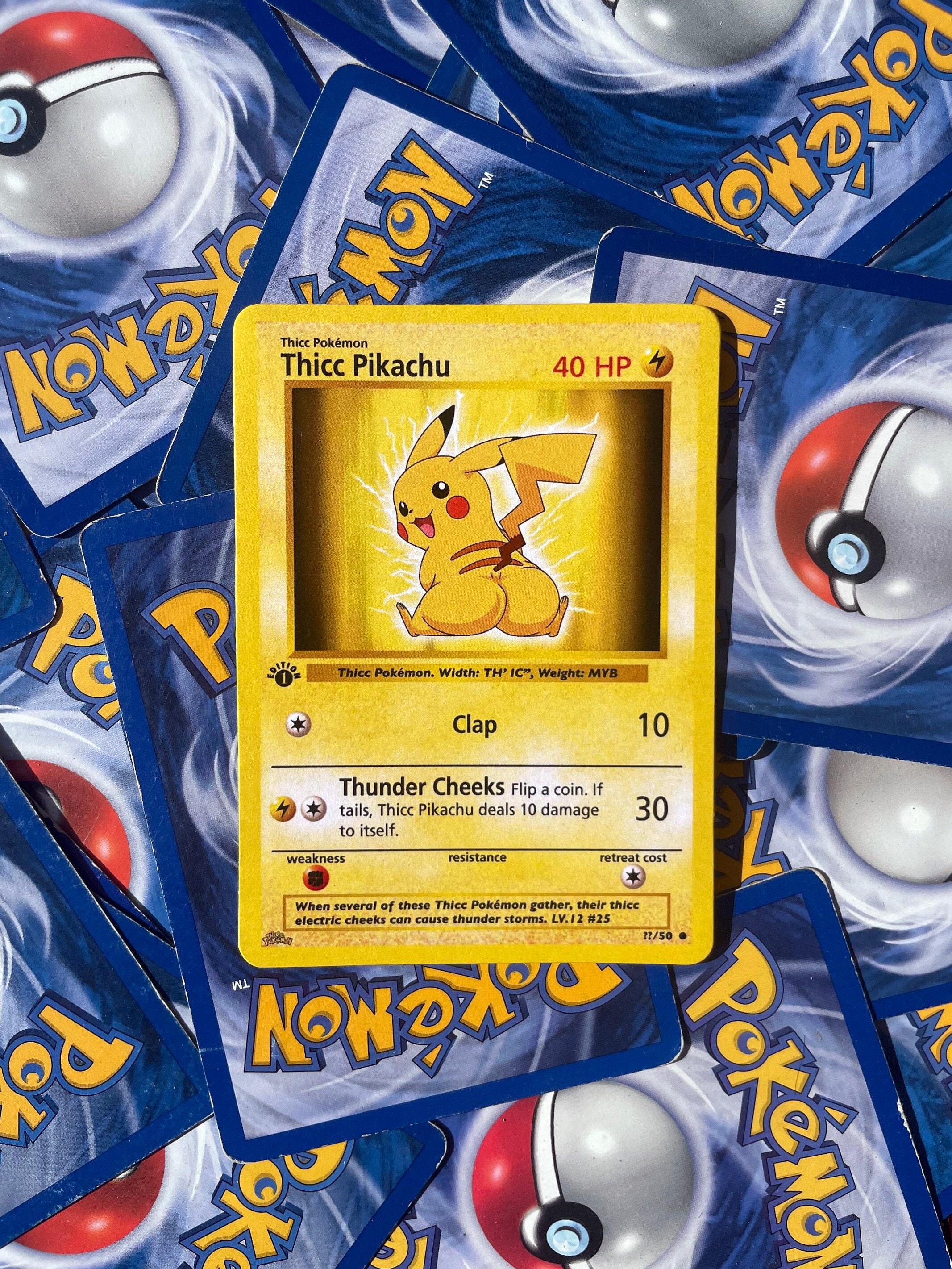 Thicc Pikachu Pokemon Card Custom Made - Etsy