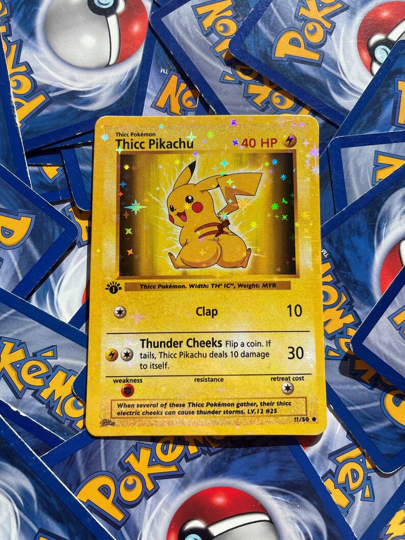 Thicc Pikachu Pokemon Holographic Card Custom Made - Etsy