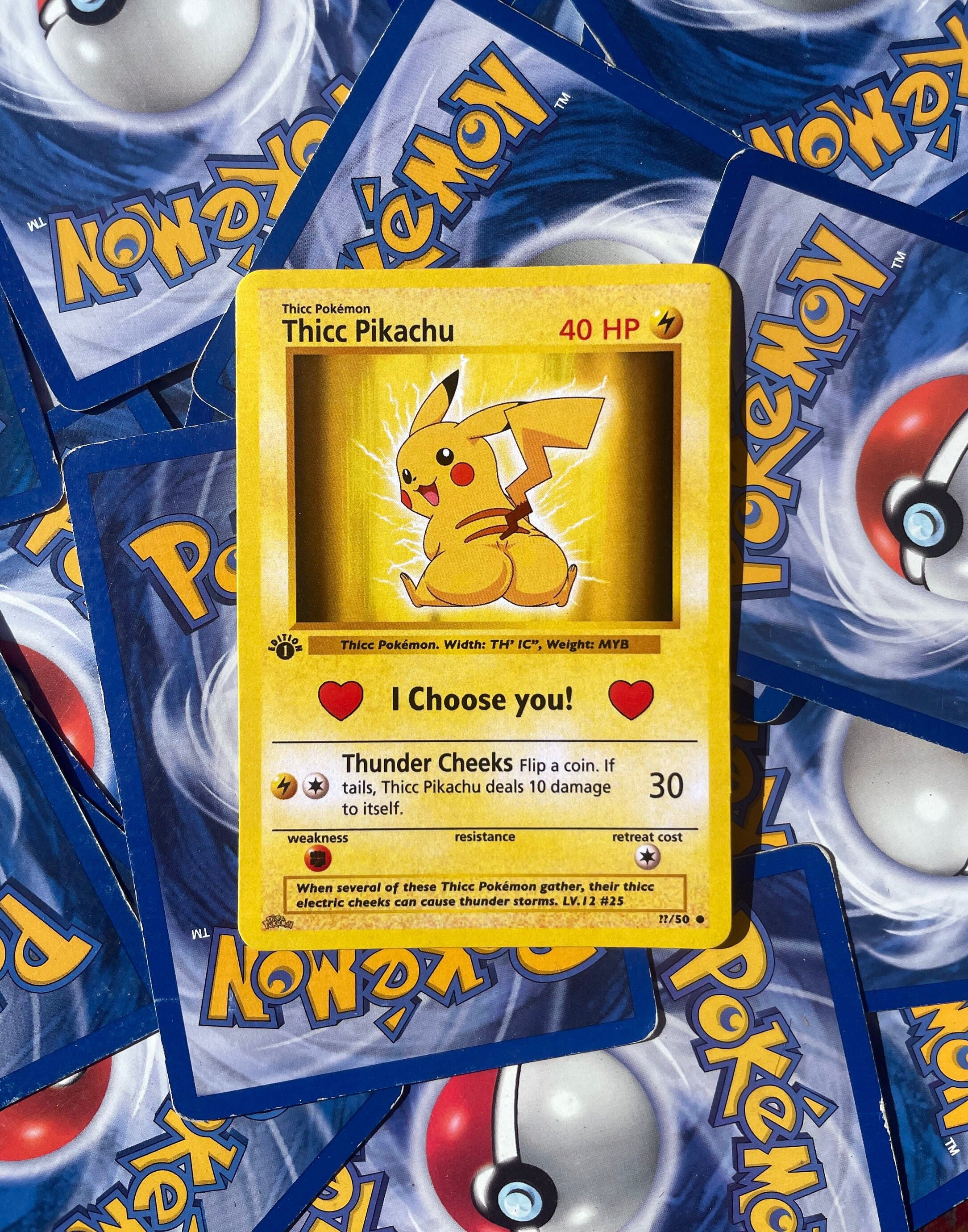 Love Thicc Pikachu Pokemon Card Custom Made - Etsy
