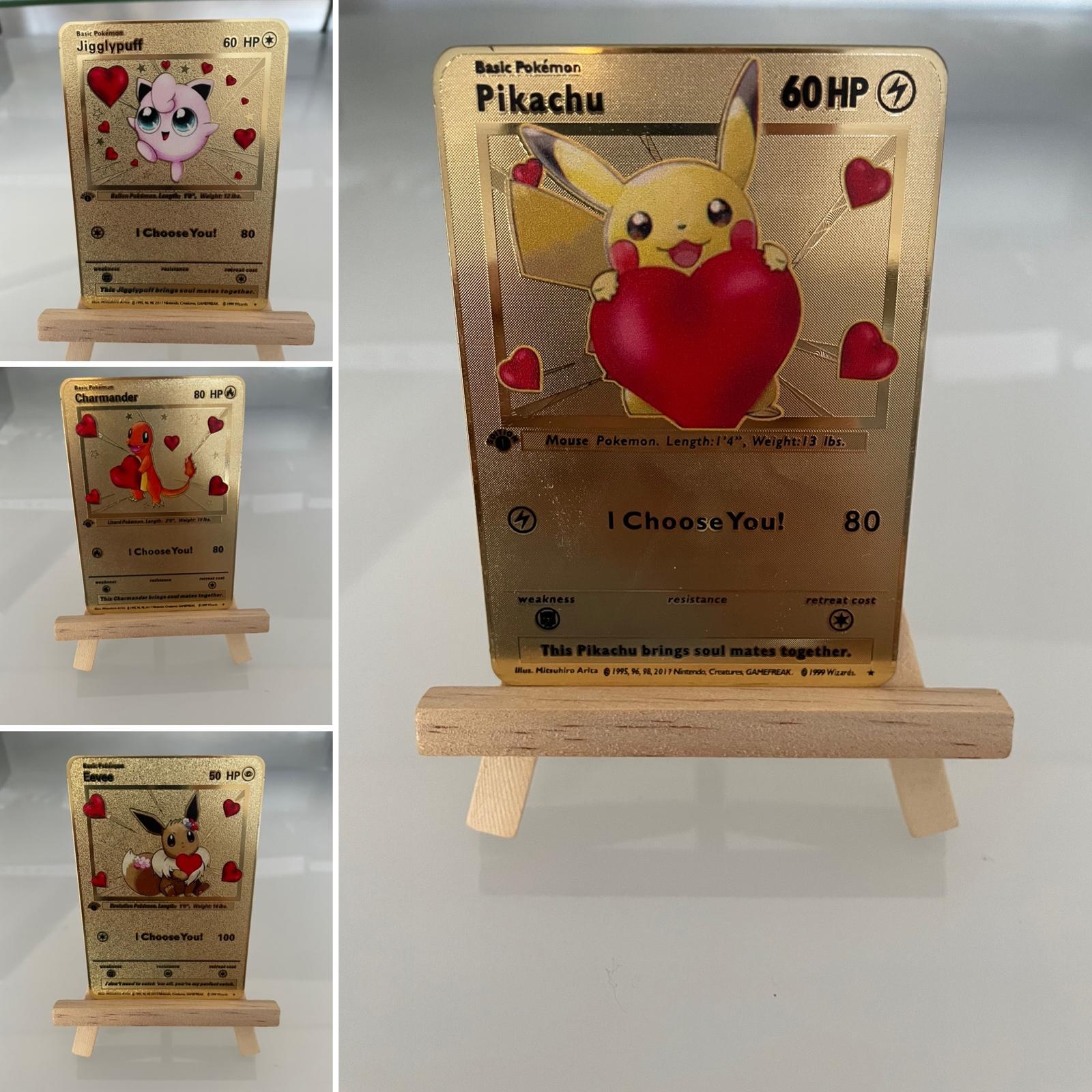 Mother's Day Pokémon Gold Metal Cards – Pikachu Love Heart Stainless ...