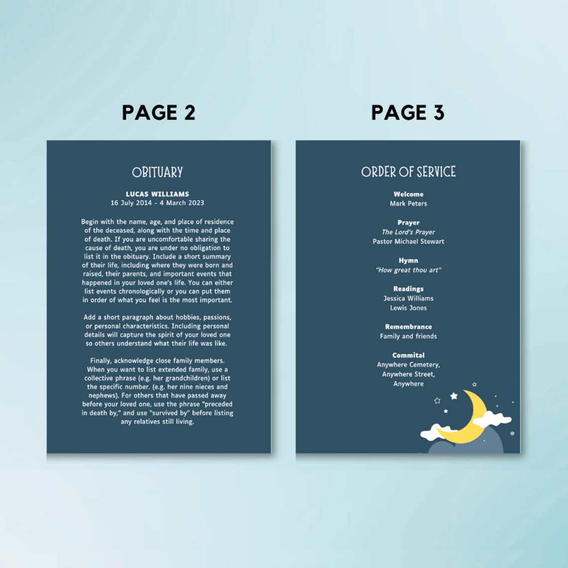 Editable Funeral Program Template, Memorial Service Template, Obituary ...