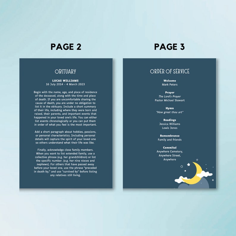 Editable Funeral Program Template, Memorial Service Template, Obituary ...