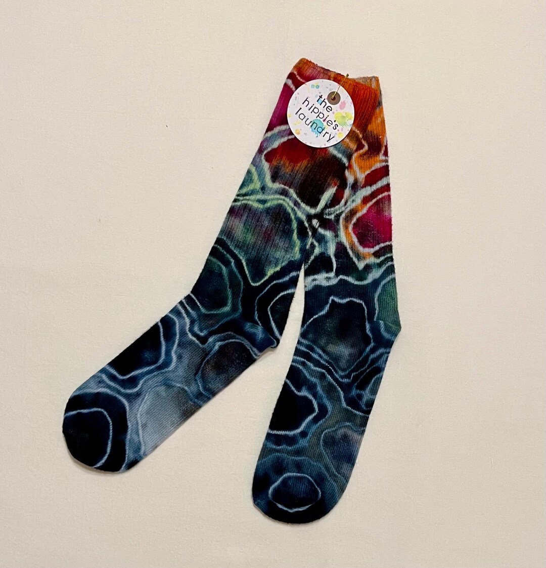 Adult Oil Slick Geode Tie Dye Bamboo Socks | Fun Socks | Crew Socks - Etsy