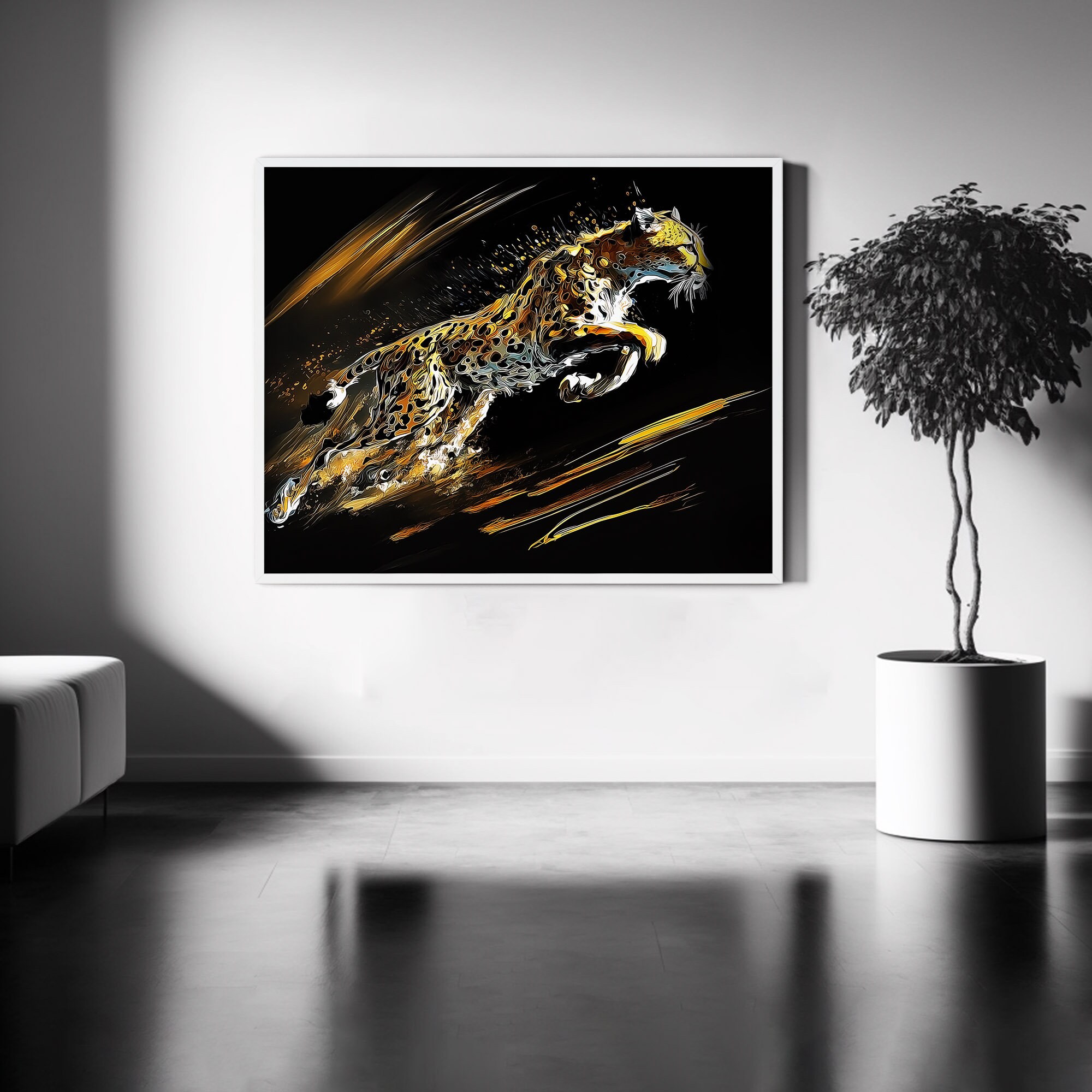 Abstract Cheetah Printable Art Vibrant AI Generated Abstract Oil ...
