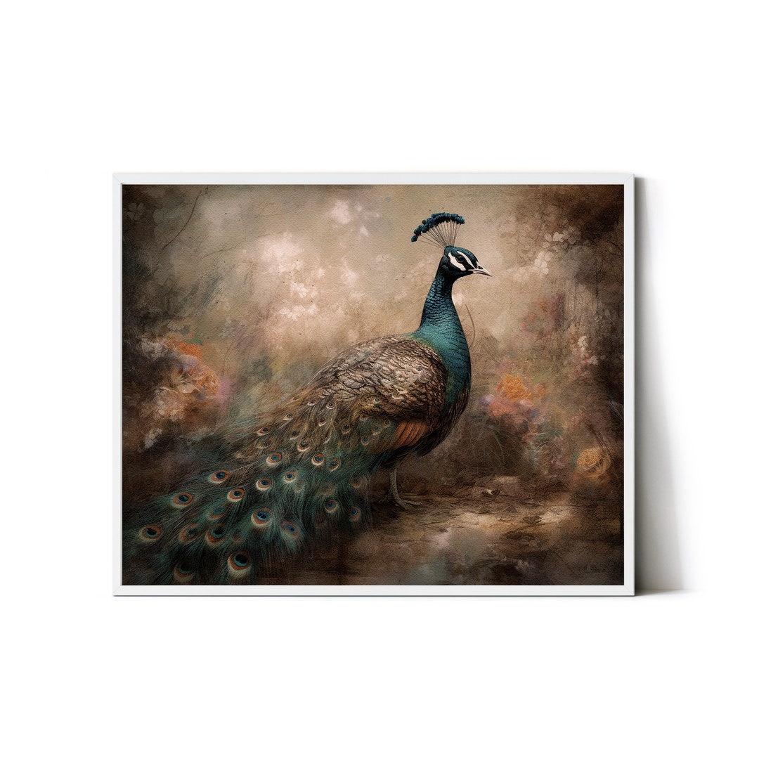 Vintage Peacock Print Impressionist Painting Inspired by Claude Monet ...