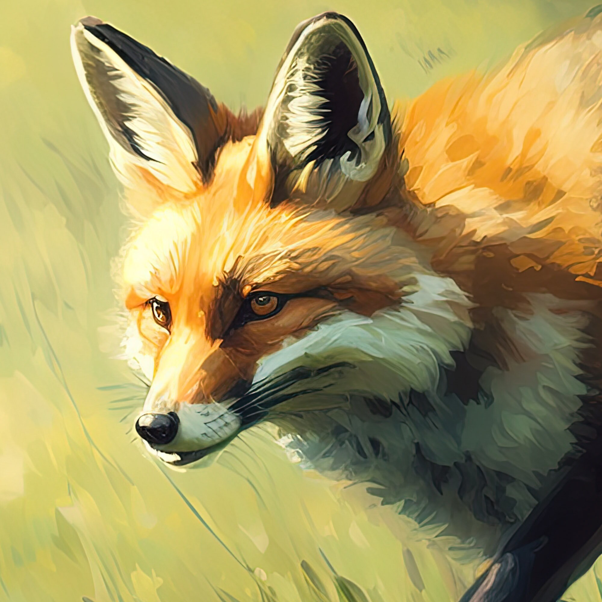 Fox Stealing an Egg Printable Painting Fox Wall Decor - Etsy