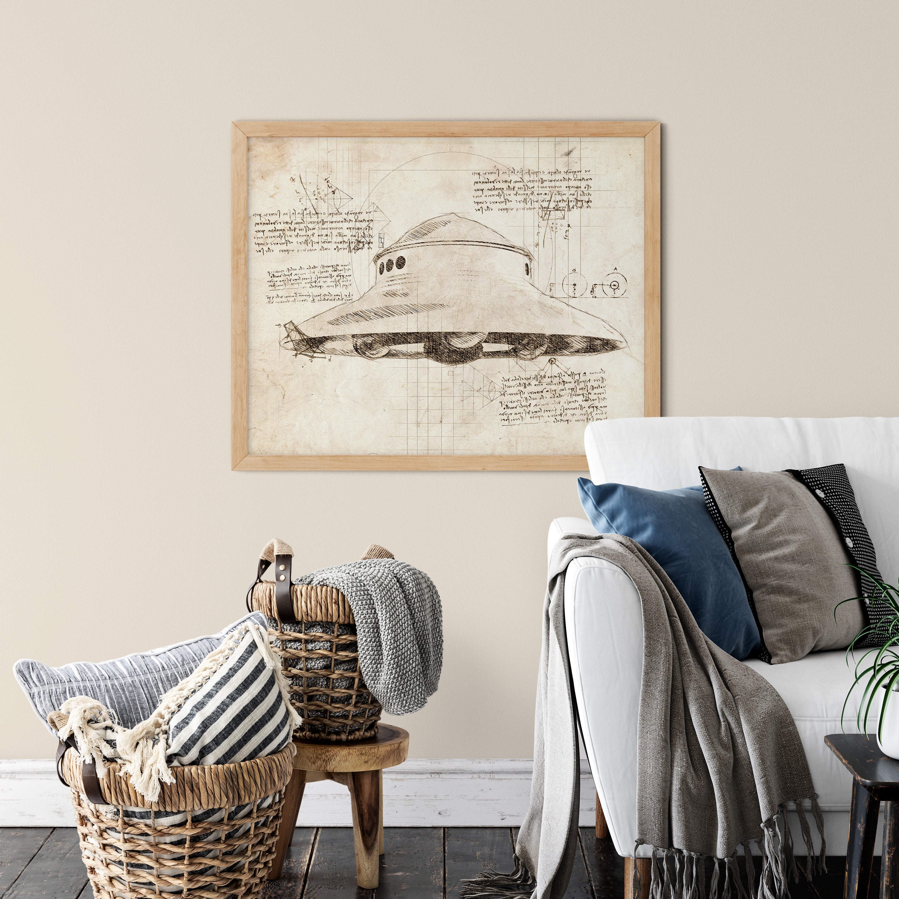 UFO Alien Print Classic UFO Printable Vintage Alien Poster UFO Sketch ...