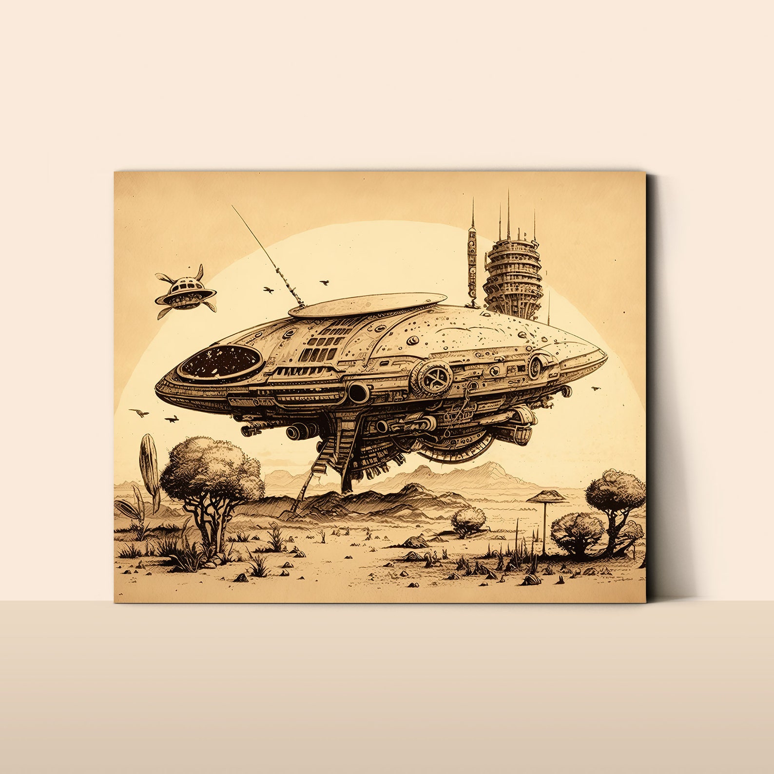 UFO Alien Print Classic UFO Printable Vintage Alien Poster UFO Sketch ...
