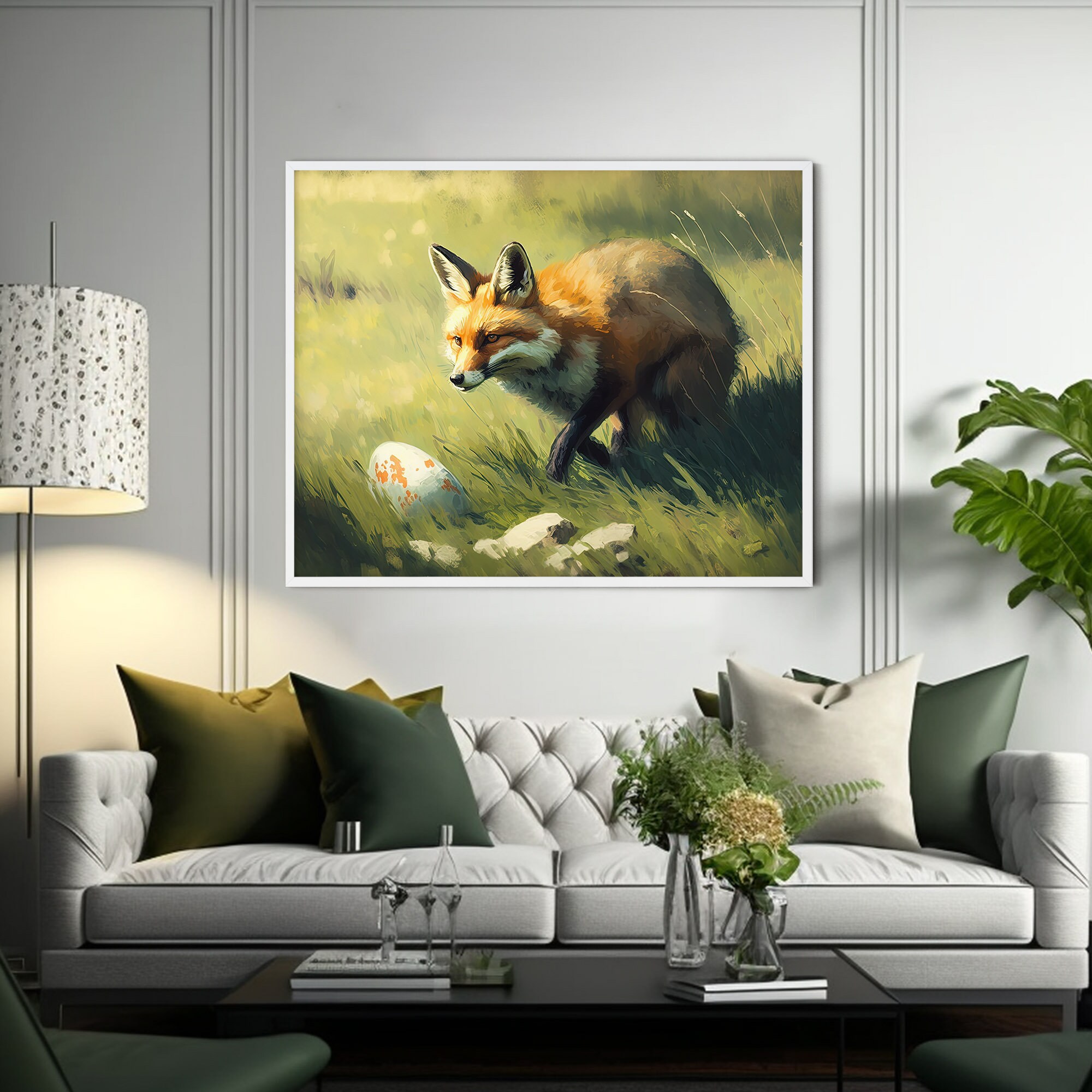 Fox Stealing an Egg Printable Painting Fox Wall Decor - Etsy