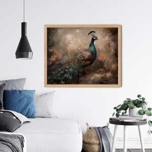 Vintage Peacock Print Impressionist Painting Inspired by Claude Monet ...