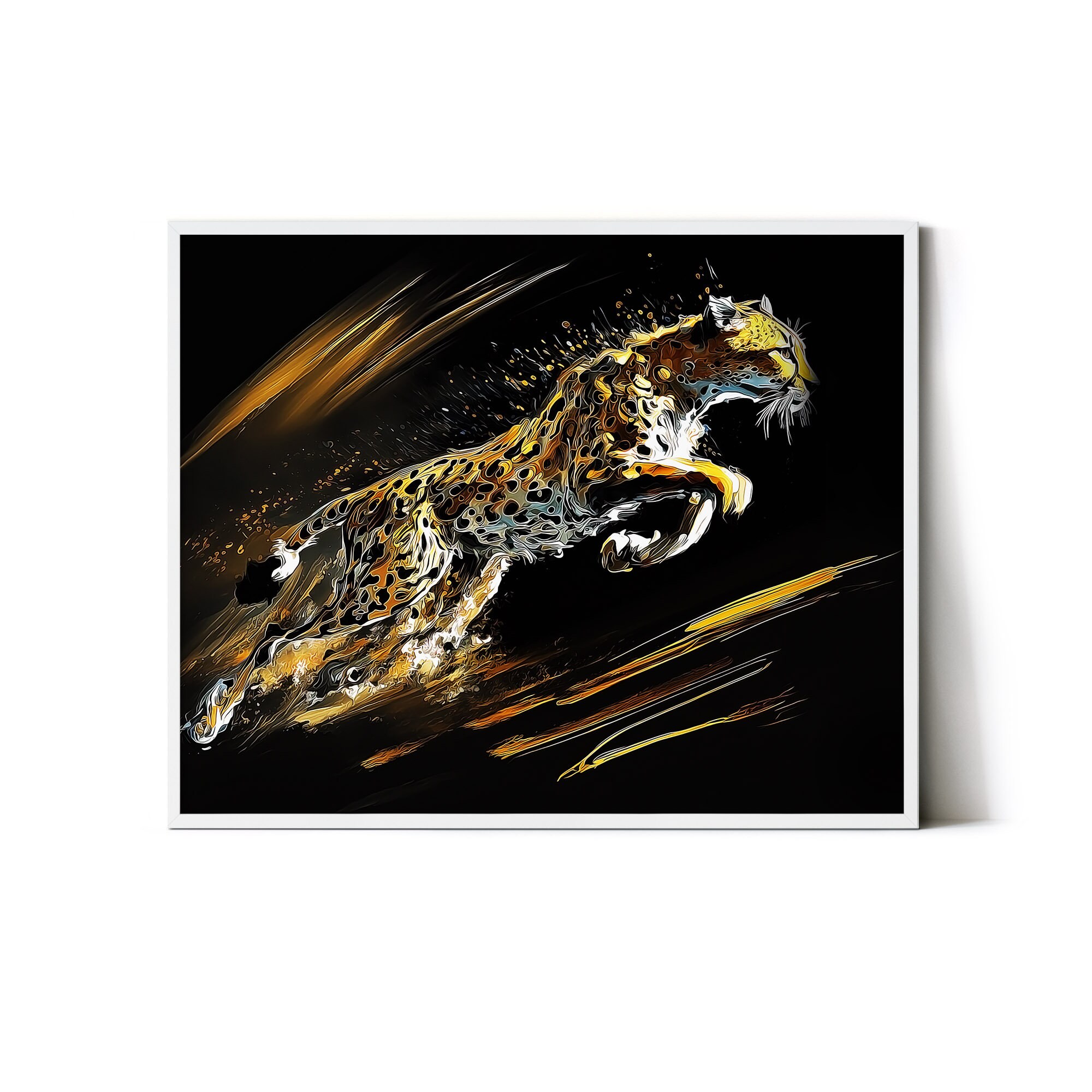 Abstract Cheetah Printable Art Vibrant AI Generated Abstract Oil ...