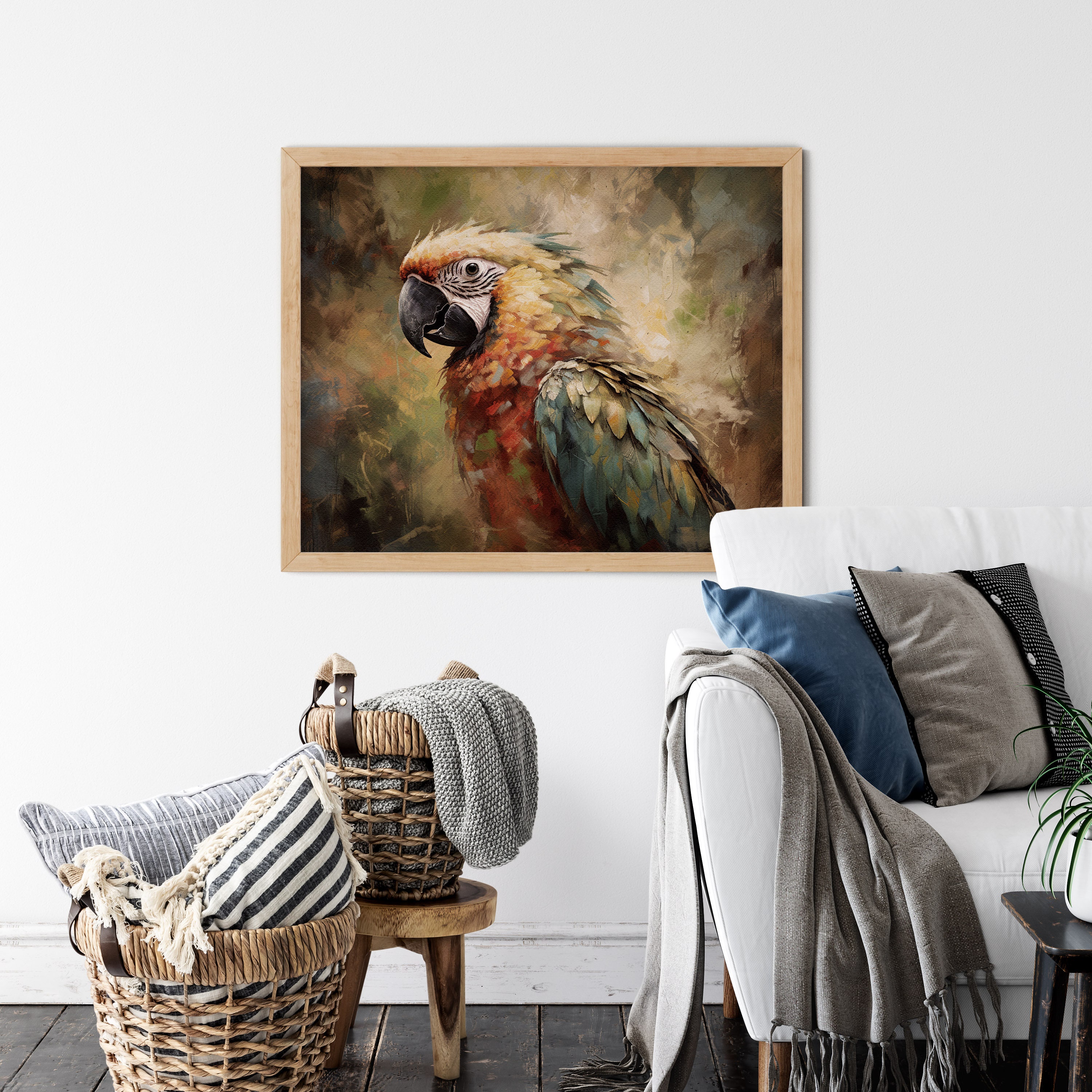 Macaw Bird Vintage Print Impressionist Painting Inspired by Claude ...