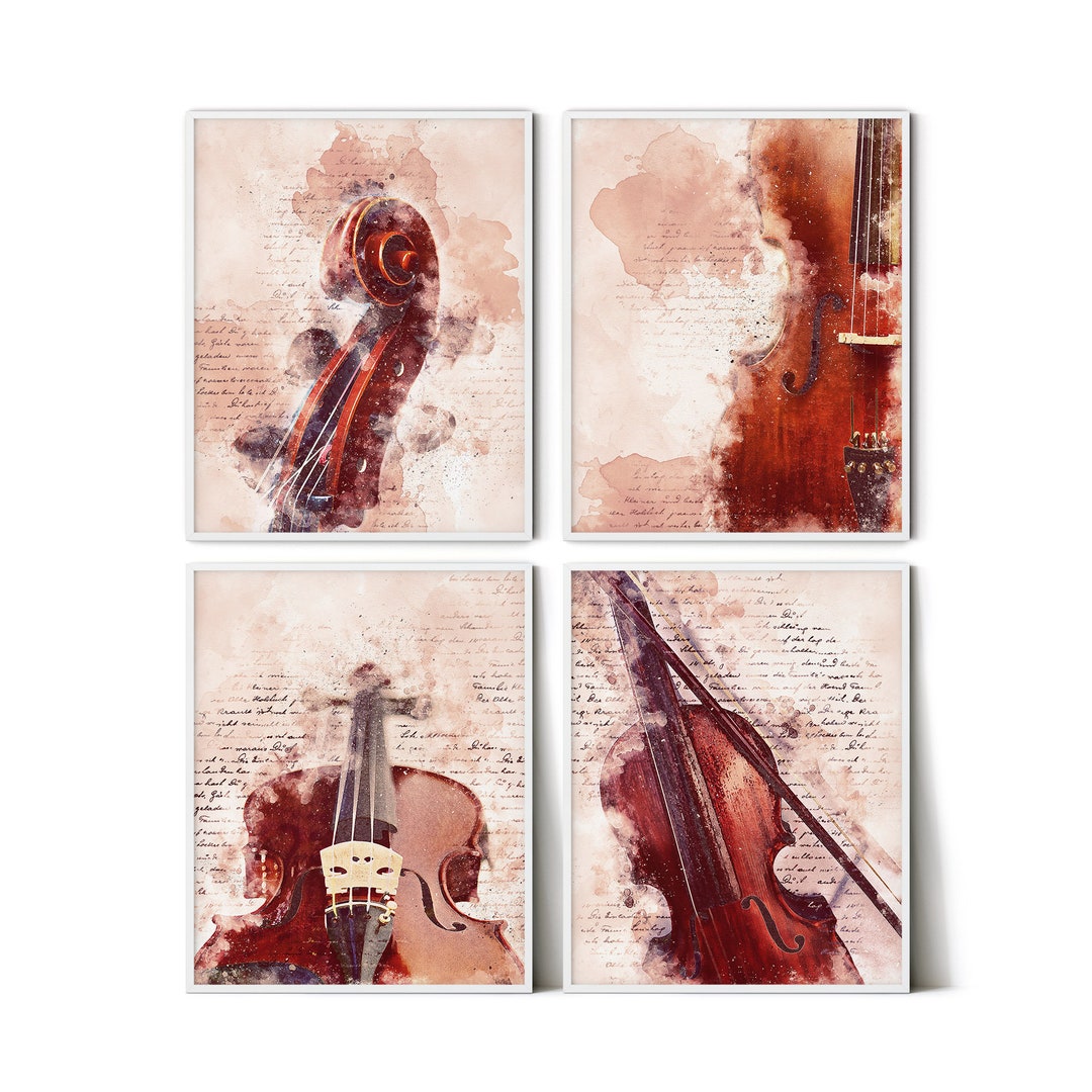 Vintage Violin Prints for Music Lover Set of 4 Classic Violin ...