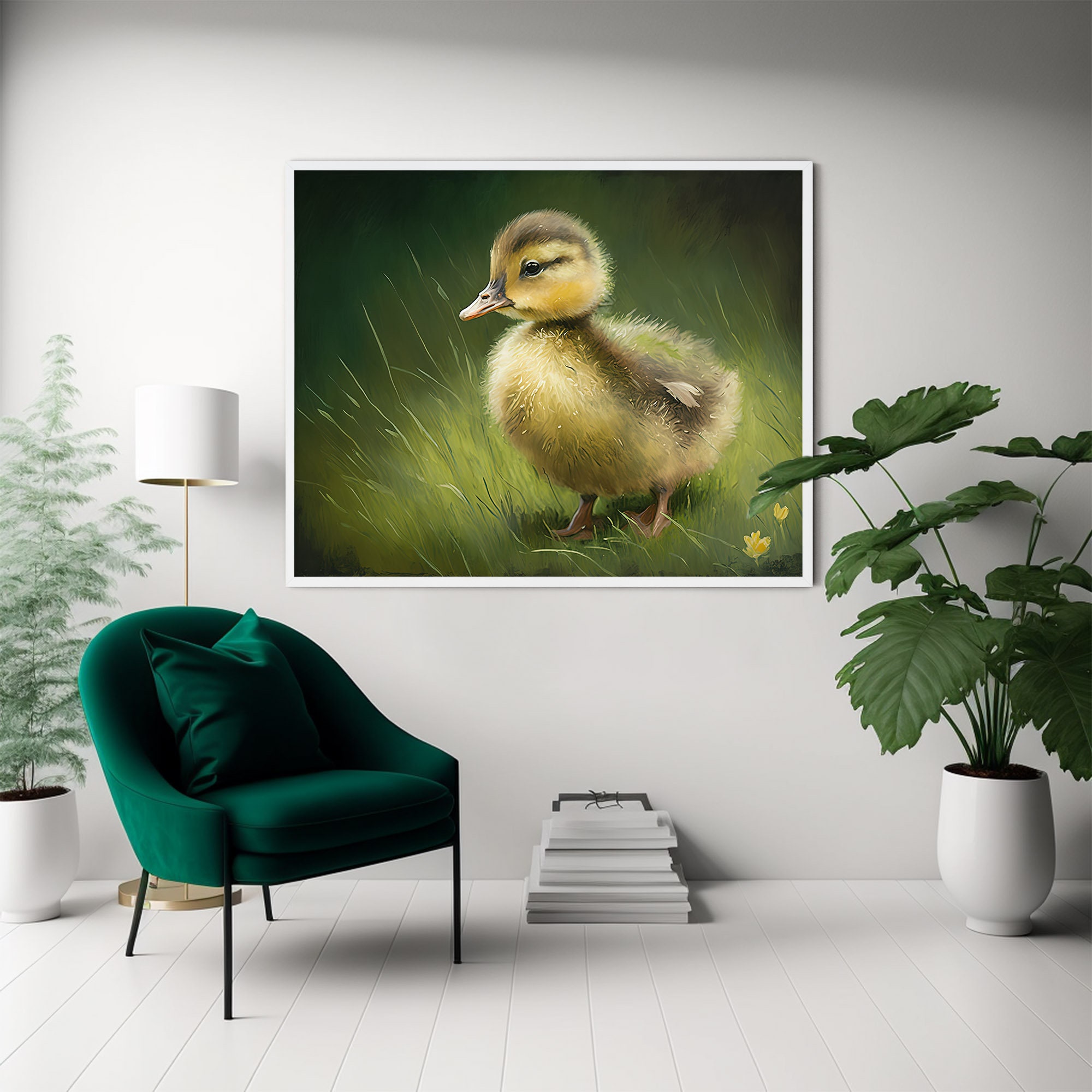 Cute Duckling Painting Printable Art, Duck Wall Decor, Duckling Art ...