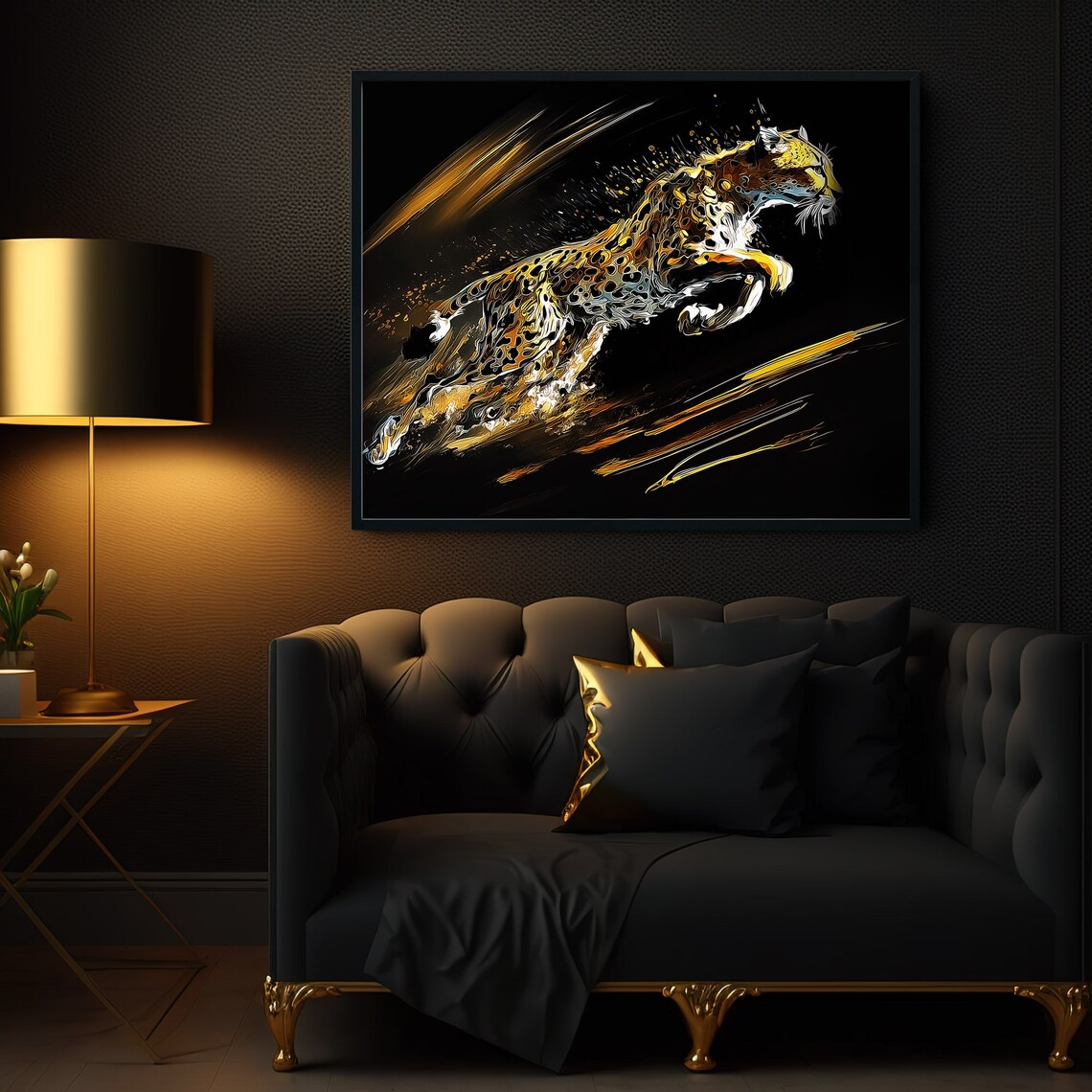 Abstract Cheetah Printable Art Vibrant AI Generated Abstract Oil ...