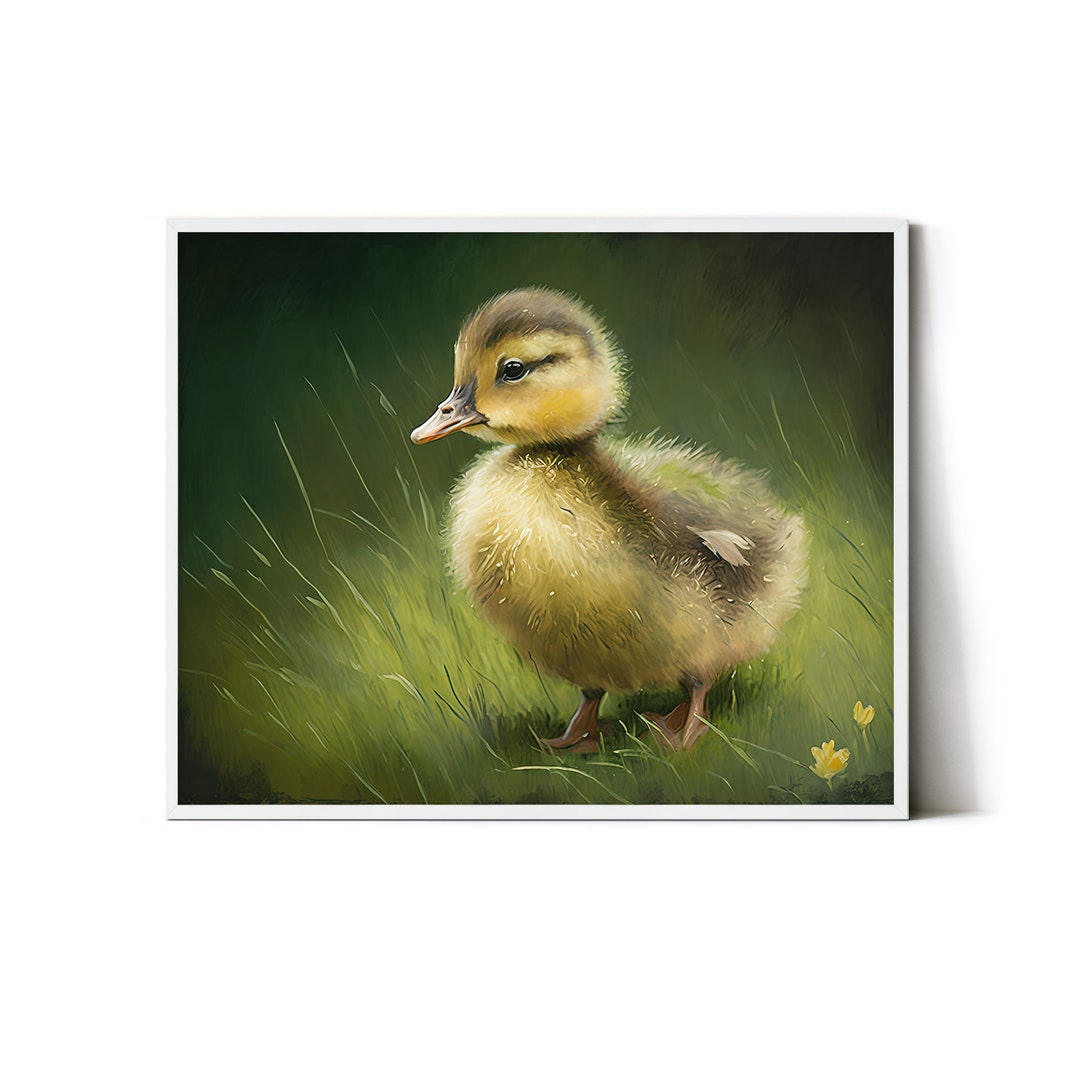 Cute Duckling Painting Printable Art, Duck Wall Decor, Duckling Art ...