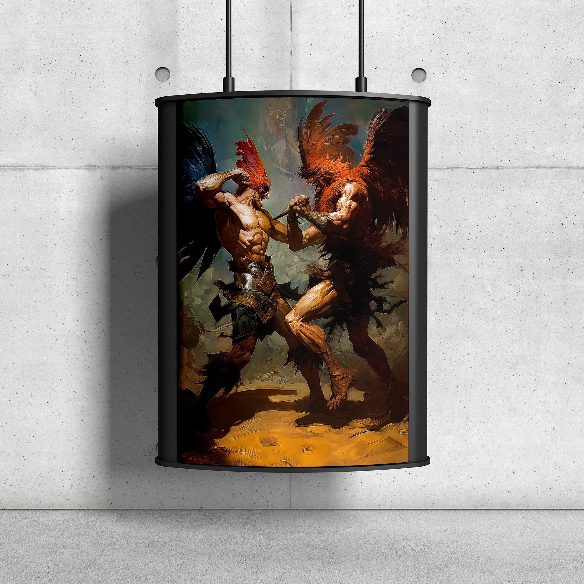 Cockfight, Human Rooster Printable Art, One of a Kind, Unique Wall Art ...