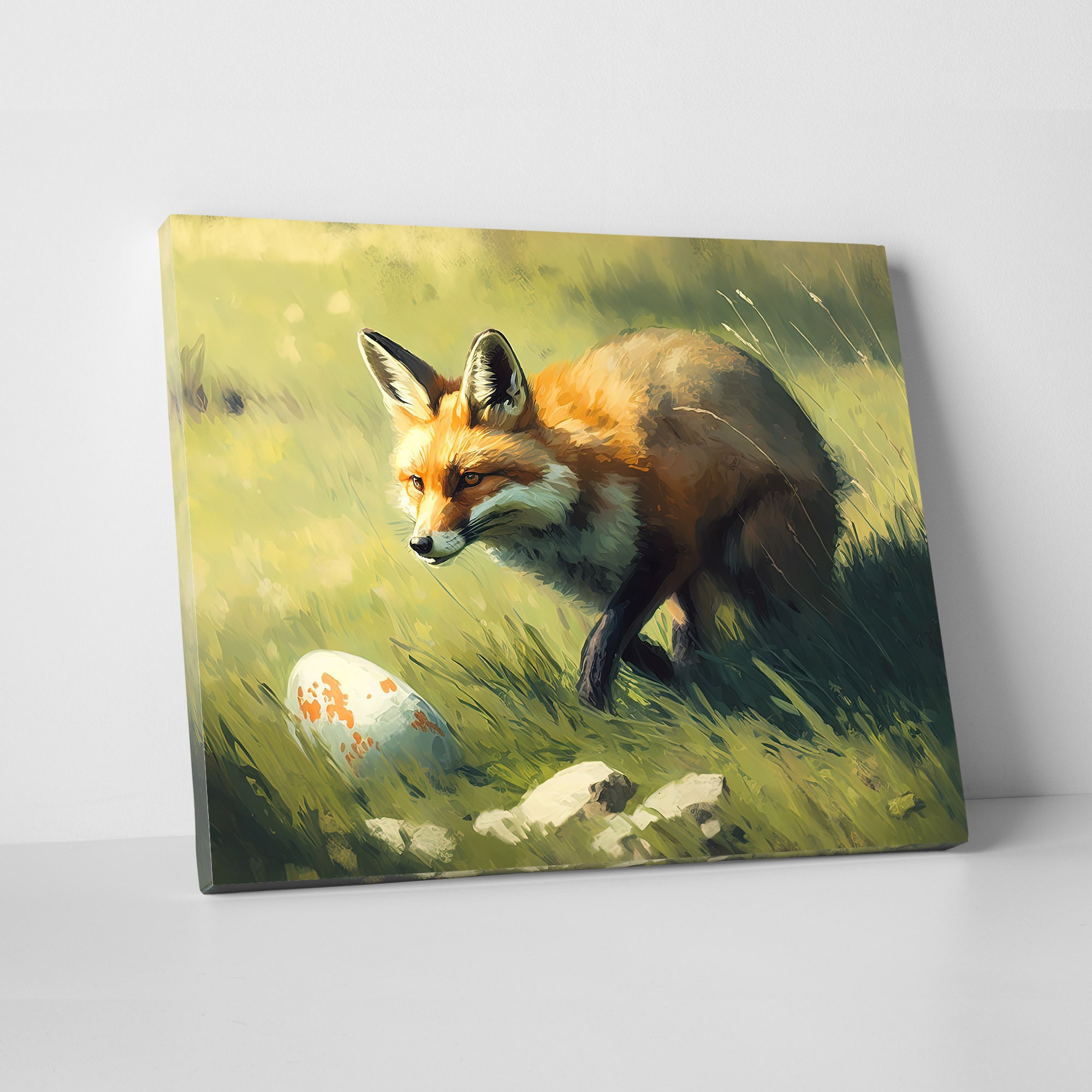 Fox Stealing an Egg Printable Painting Fox Wall Decor - Etsy
