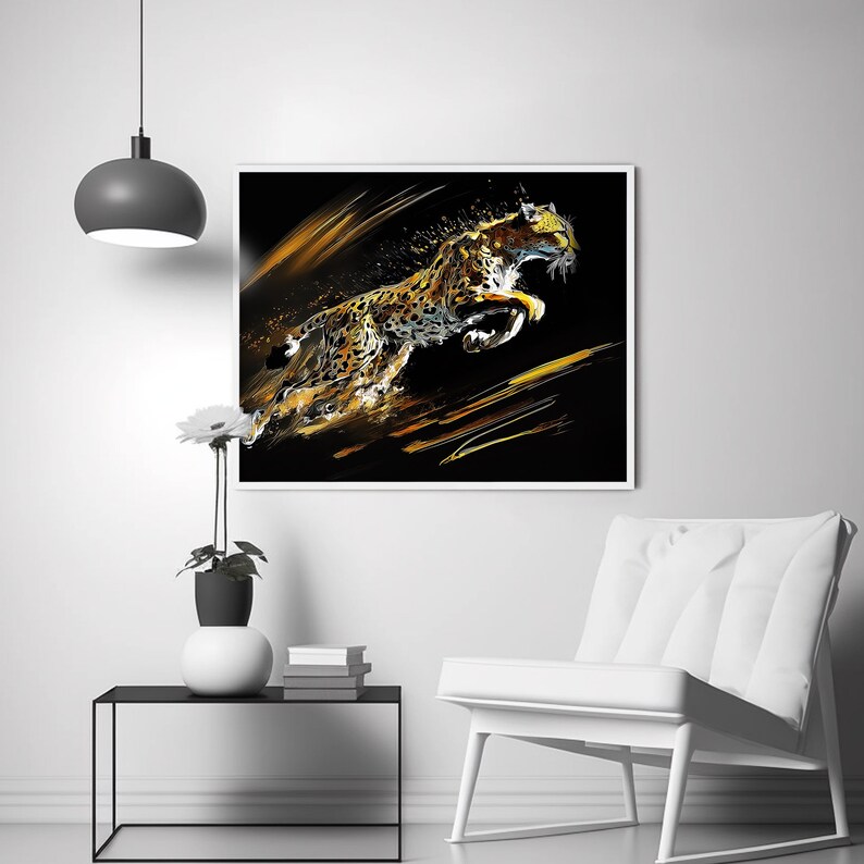 Abstract Cheetah Printable Art Vibrant AI Generated Abstract Oil ...