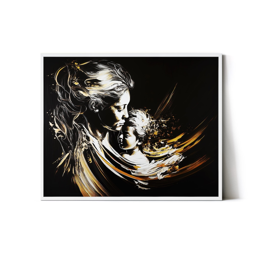 Mother and Child Abstract Art Pint, Mother's Day Printable Painting ...