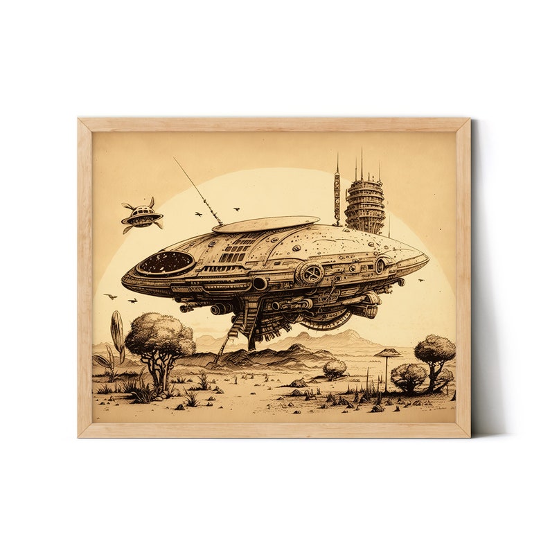UFO Alien Print Classic UFO Printable Vintage Alien Poster UFO Sketch ...