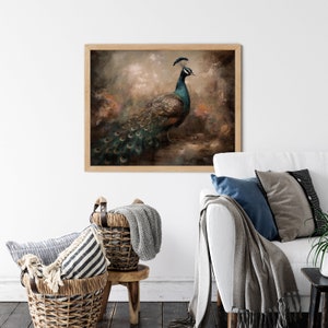 Vintage Peacock Print Impressionist Painting Inspired by Claude Monet ...