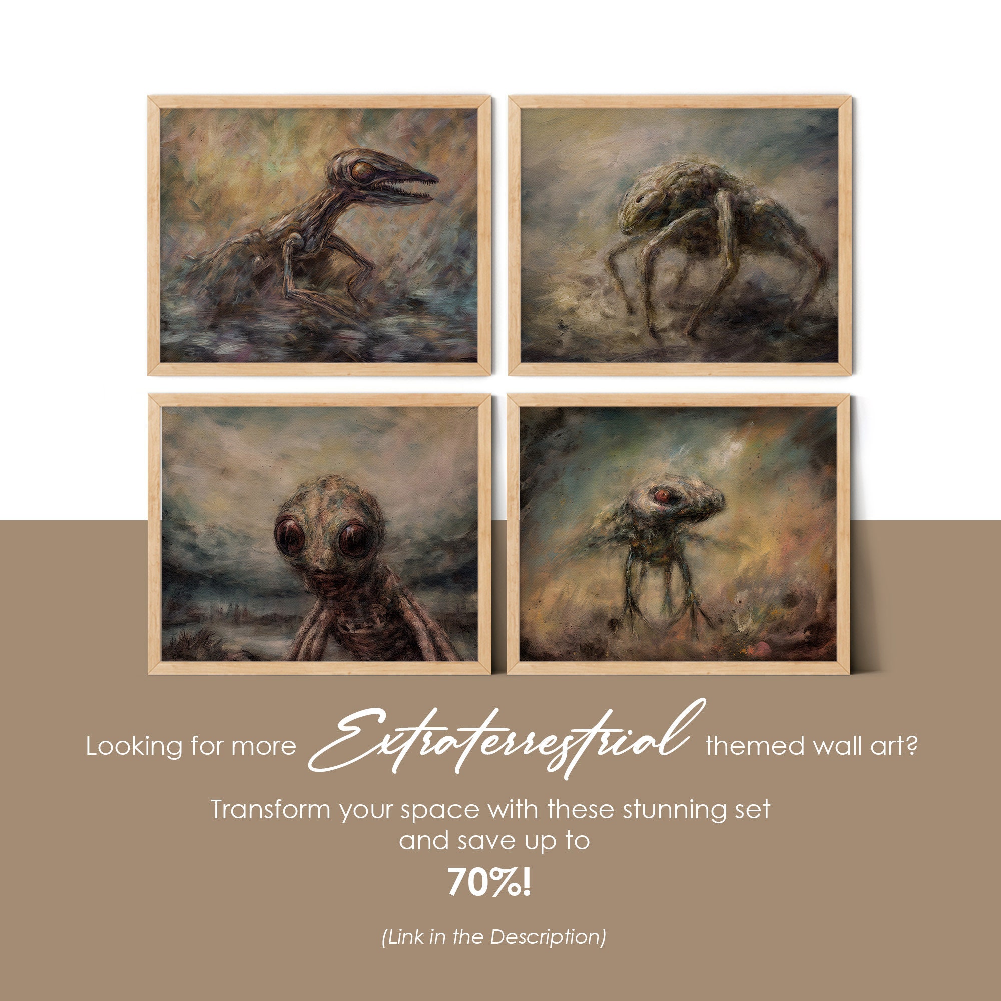 Vintage UFO Alien Art Prints: Set of 4 Retro Da Vinci Sketch Diagram ...