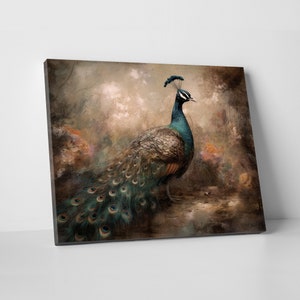Vintage Peacock Print Impressionist Painting Inspired by Claude Monet ...