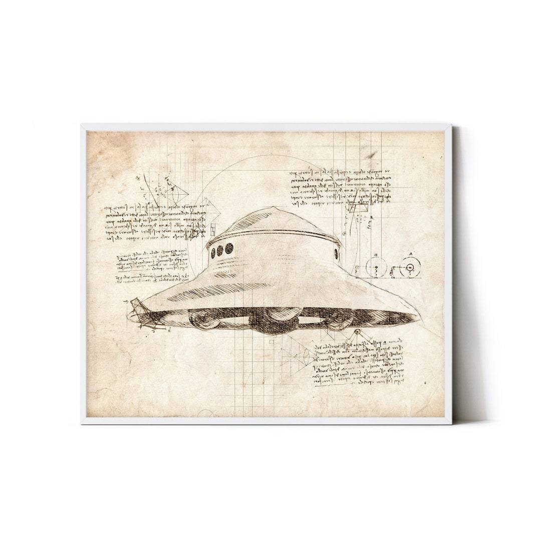 UFO Alien Print Classic UFO Printable Vintage Alien Poster UFO Sketch ...