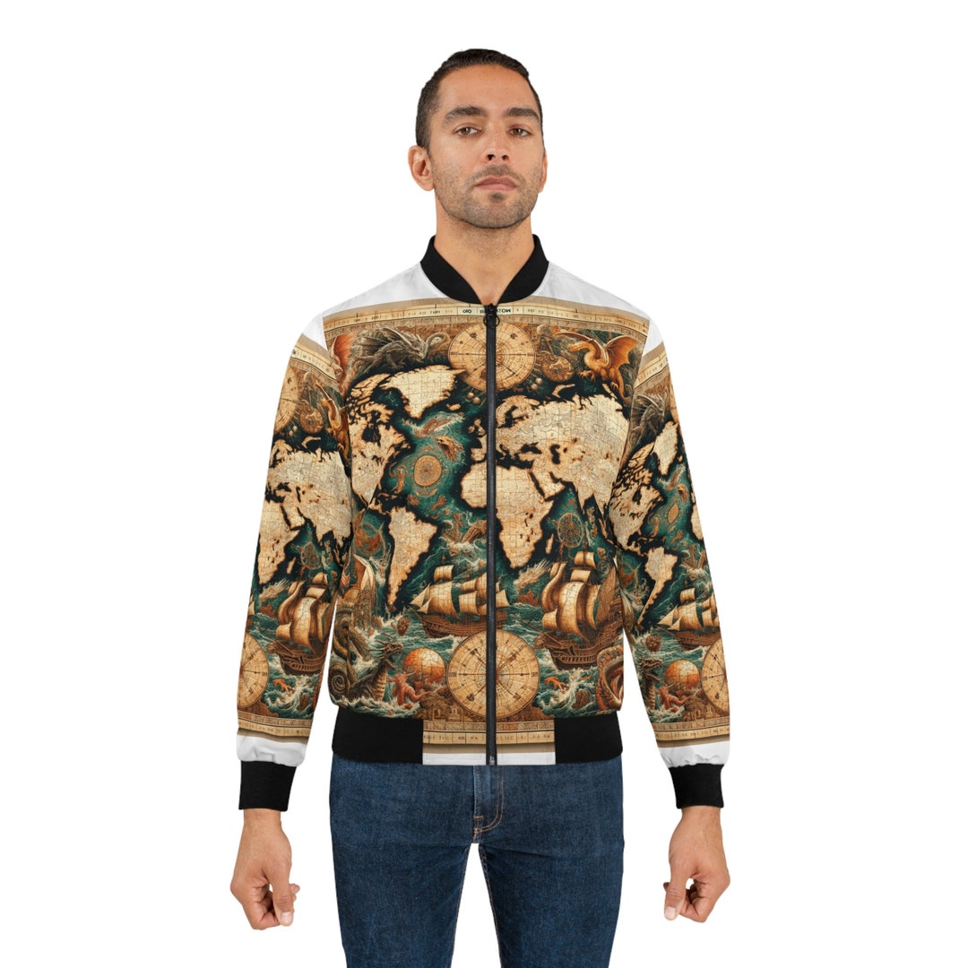 Ancient Map Men's Bomber Jacket - Etsy