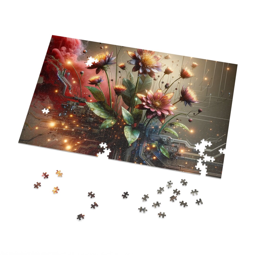 Digital Blossom Fusion" Jigsaw Puzzle - Etsy