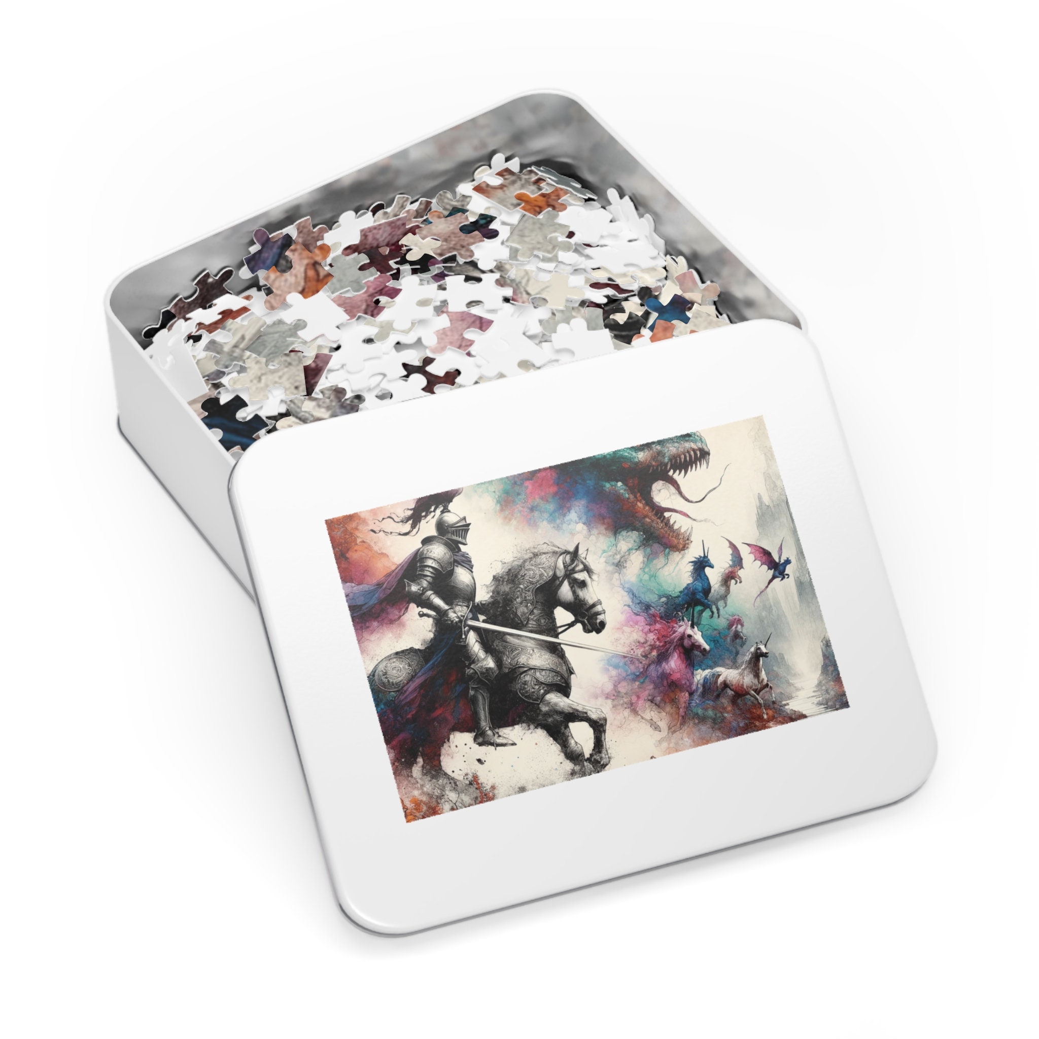 Quest of Valor: Medieval Knight and Mythical Beasts Puzzle - Etsy
