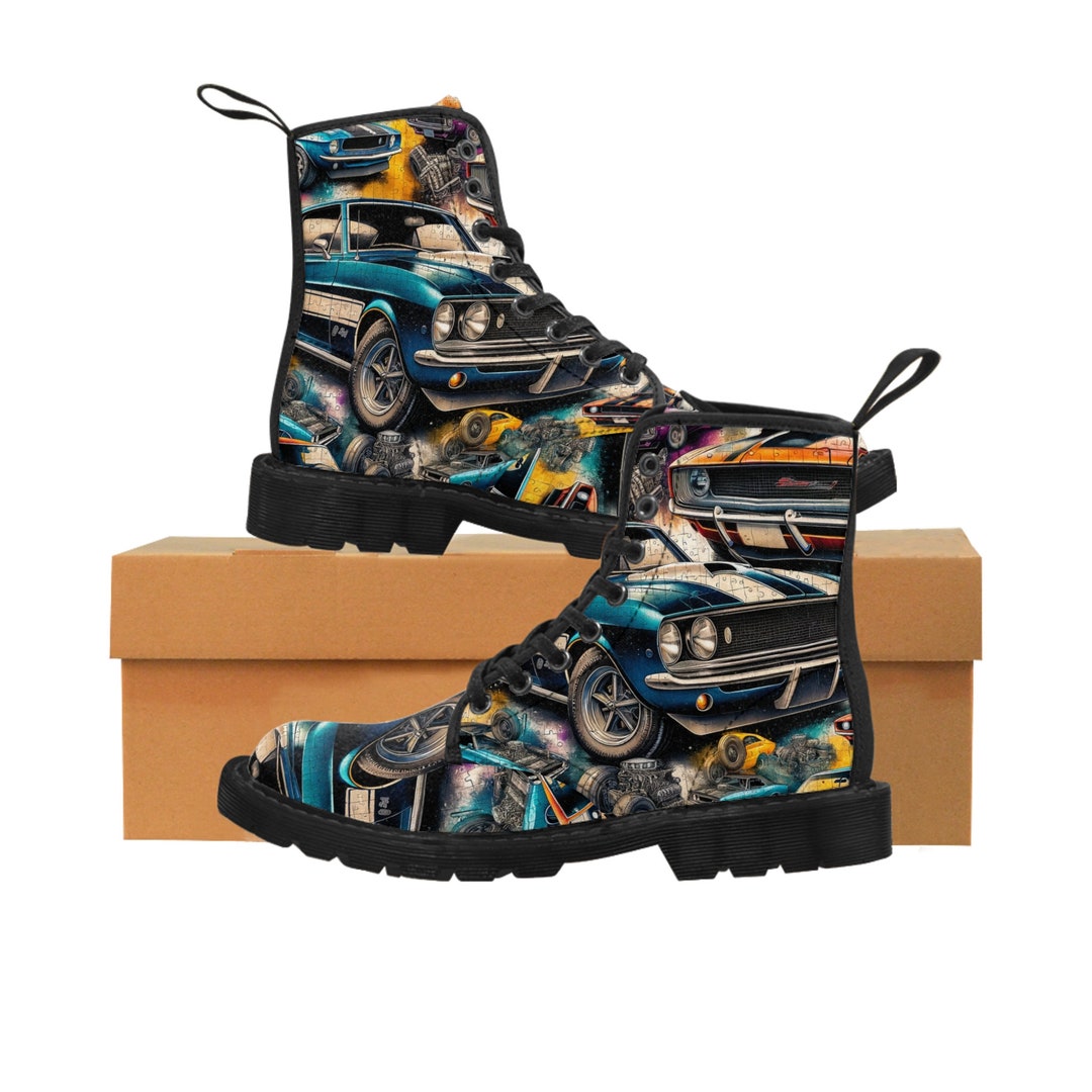 Classic Cruisers: Women's Muscle Car Canvas Boots - Etsy