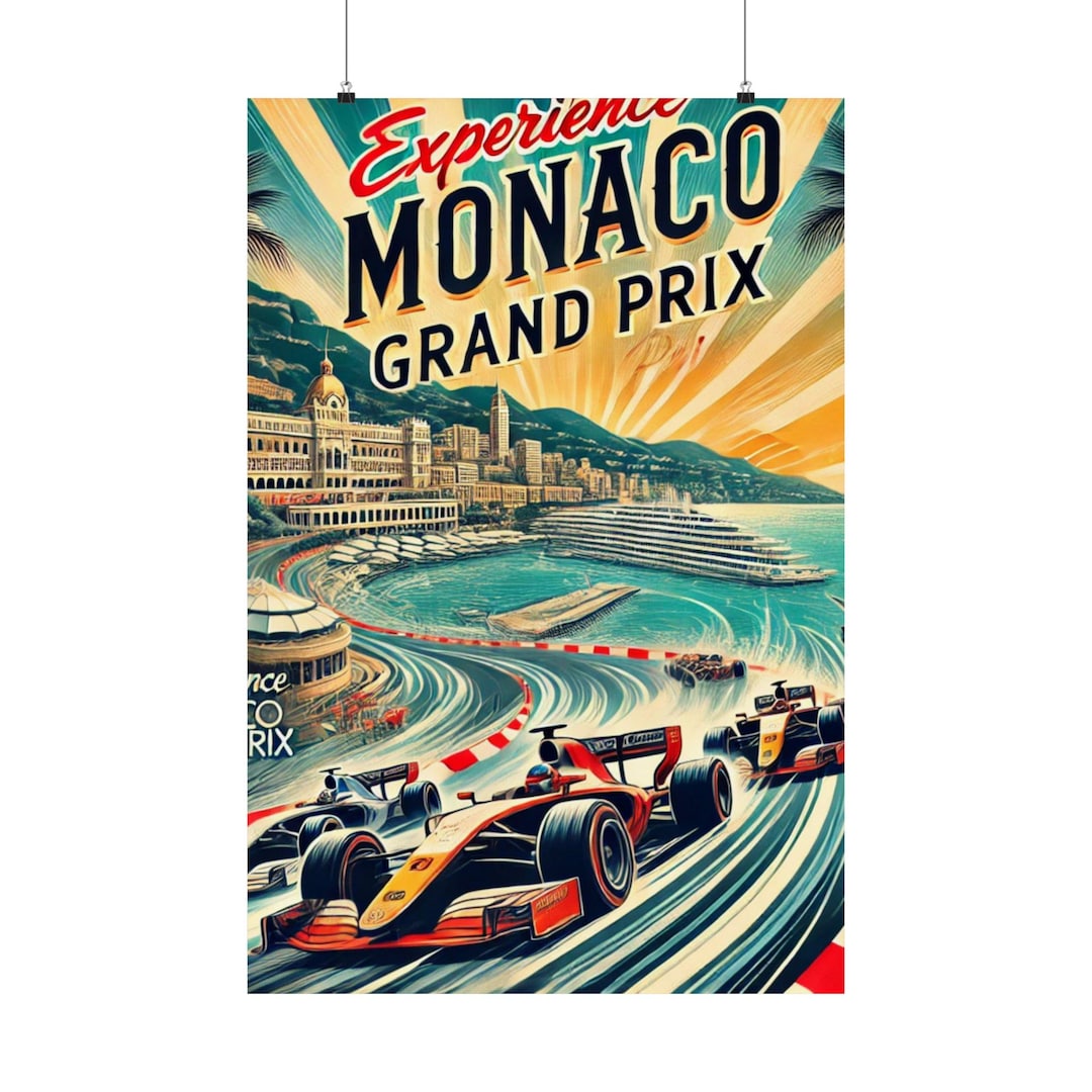 Vintage Monaco Retro Art Deco Racing Car Poster - Etsy