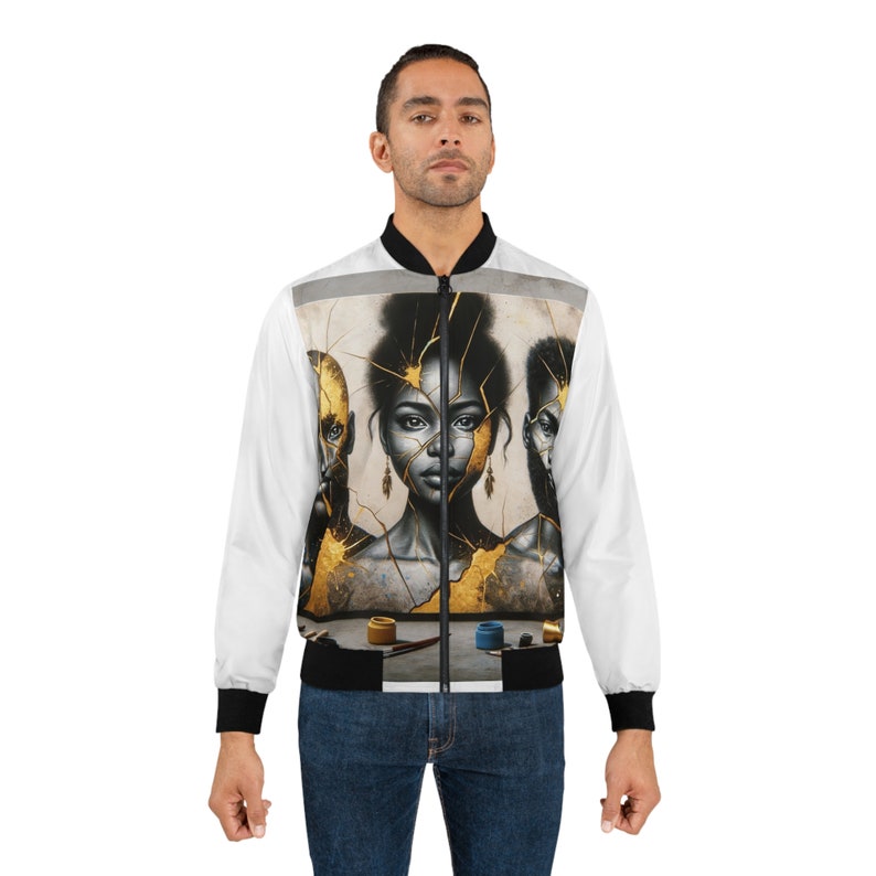 Kintsugi Spirit Bomber Jacket: African Art, Resilience Fashion - Etsy