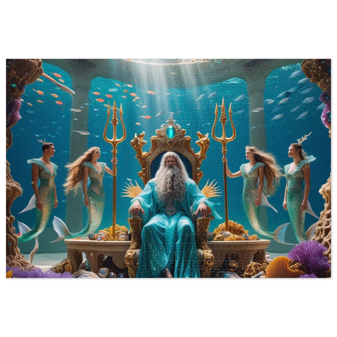 Poseidon's Court Jigsaw Puzzle: Mythology Fantasy Art With Tin - Etsy