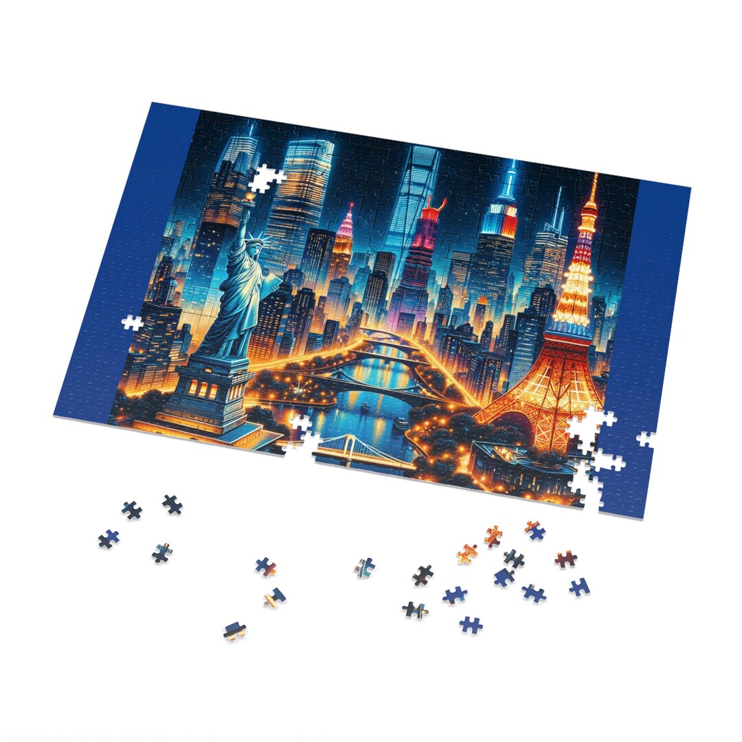 City Lights: Skylines at Night Puzzle - Etsy
