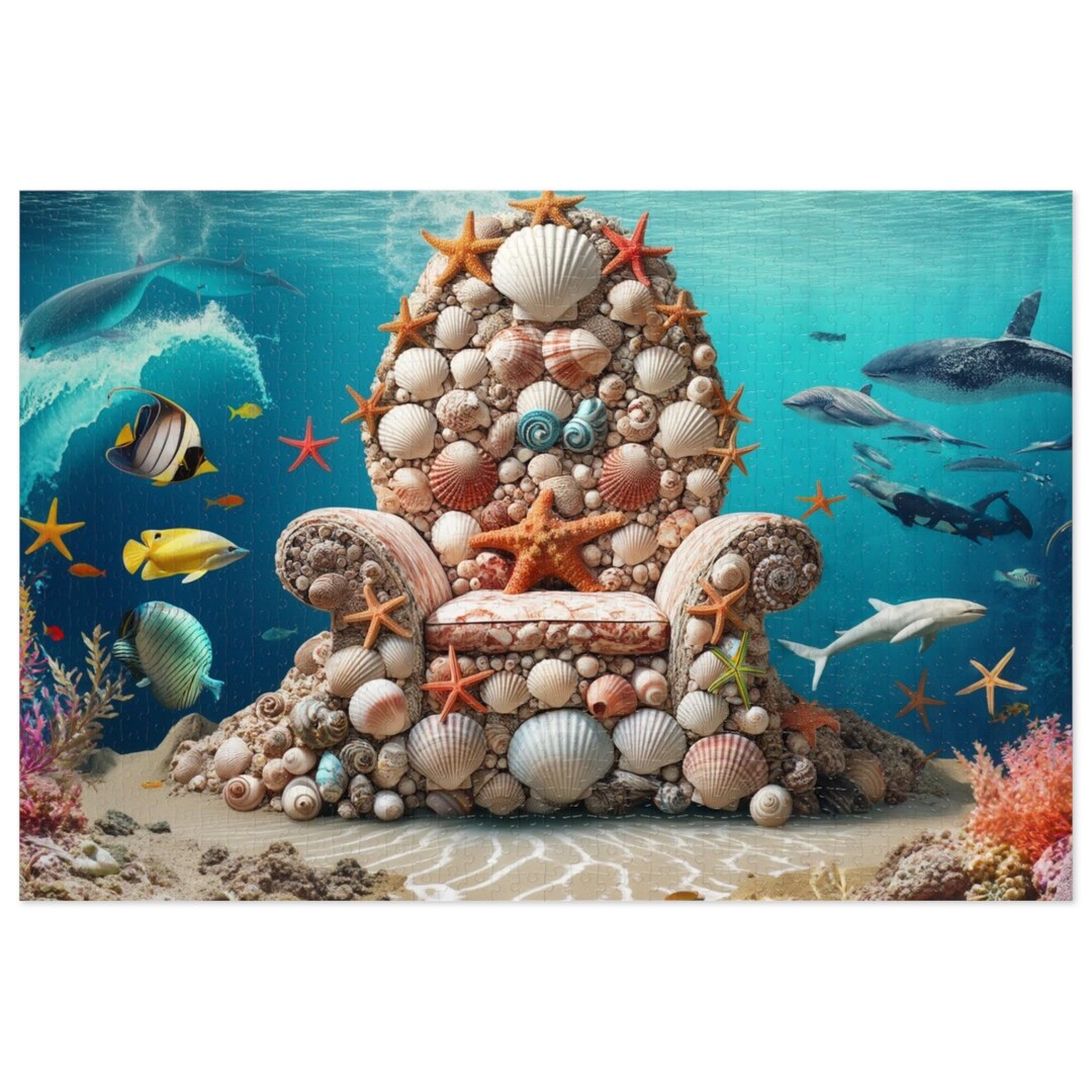 Jigsaw Puzzle: Seashell Throne Underwater Scene, 1000 Piece Puzzle ...