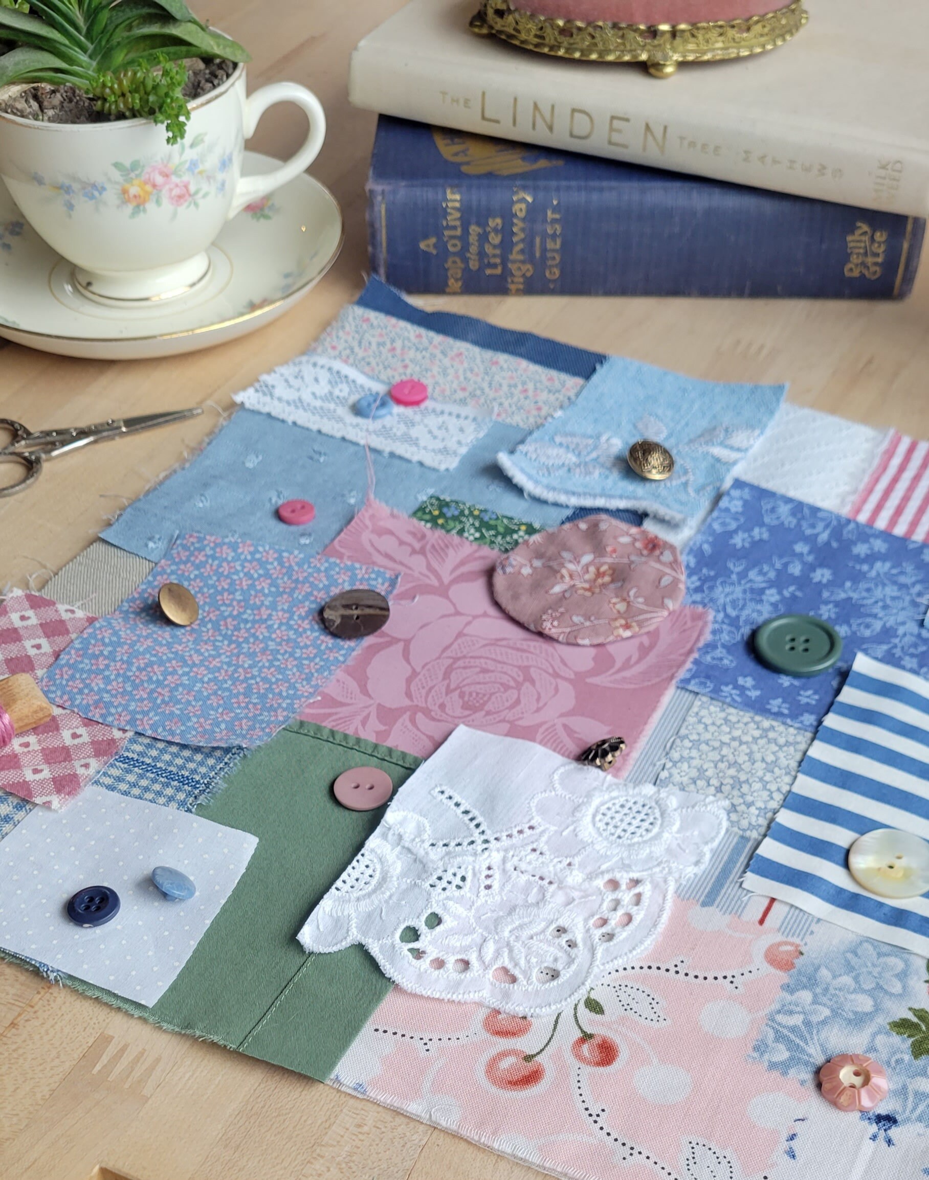 Slow Stitch Kit tea Party Mindful Sewing, Fabric Bundle, Slow Stitch ...