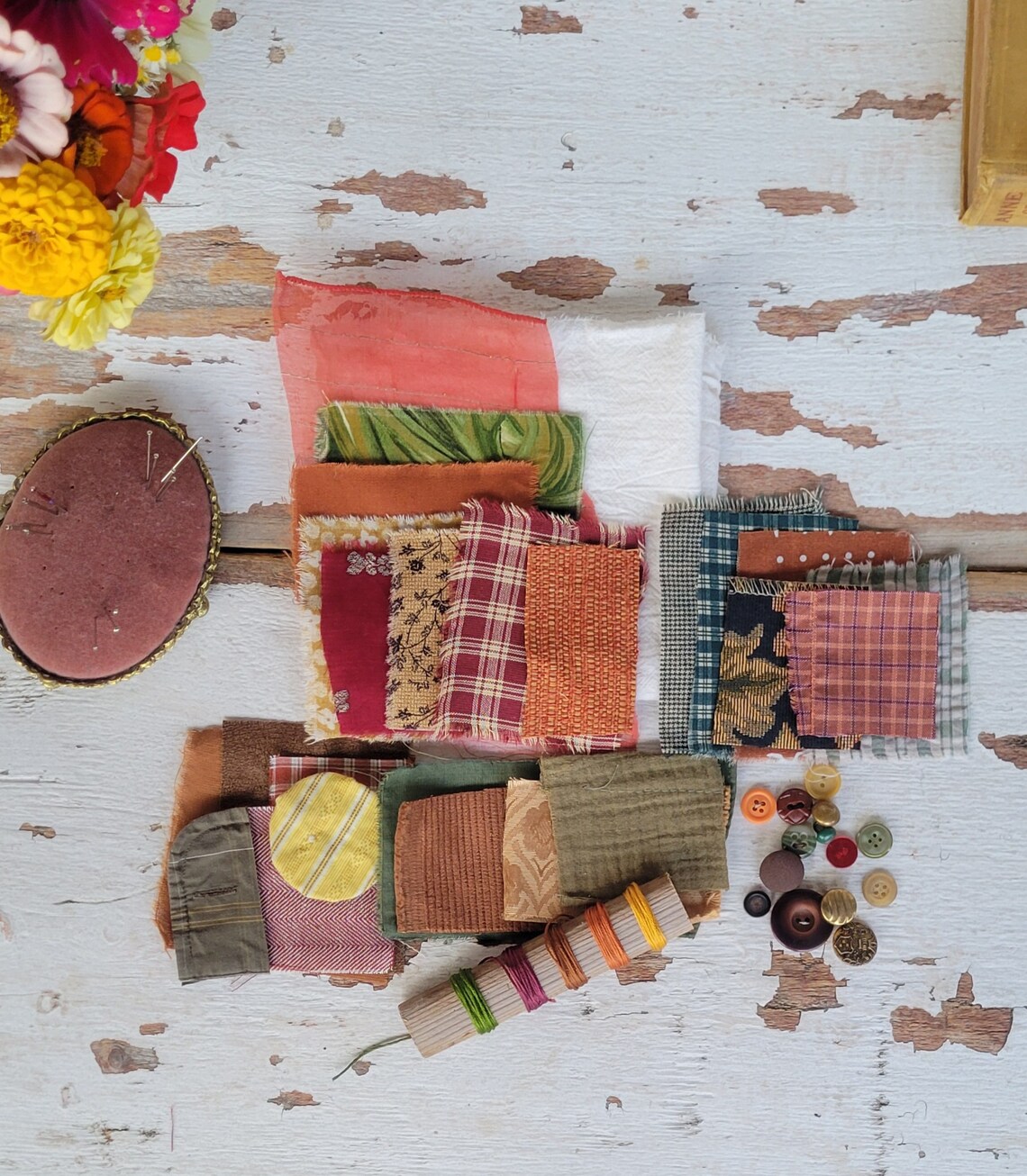 Slow Stitch Kit autumn Mindful Sewing Fabric Bundle - Etsy