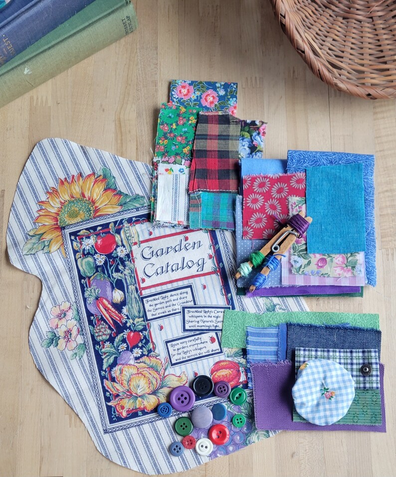 Slow Stitch Kit garden Mindful Sewing, Fabric Bundle, Slow Stitch ...