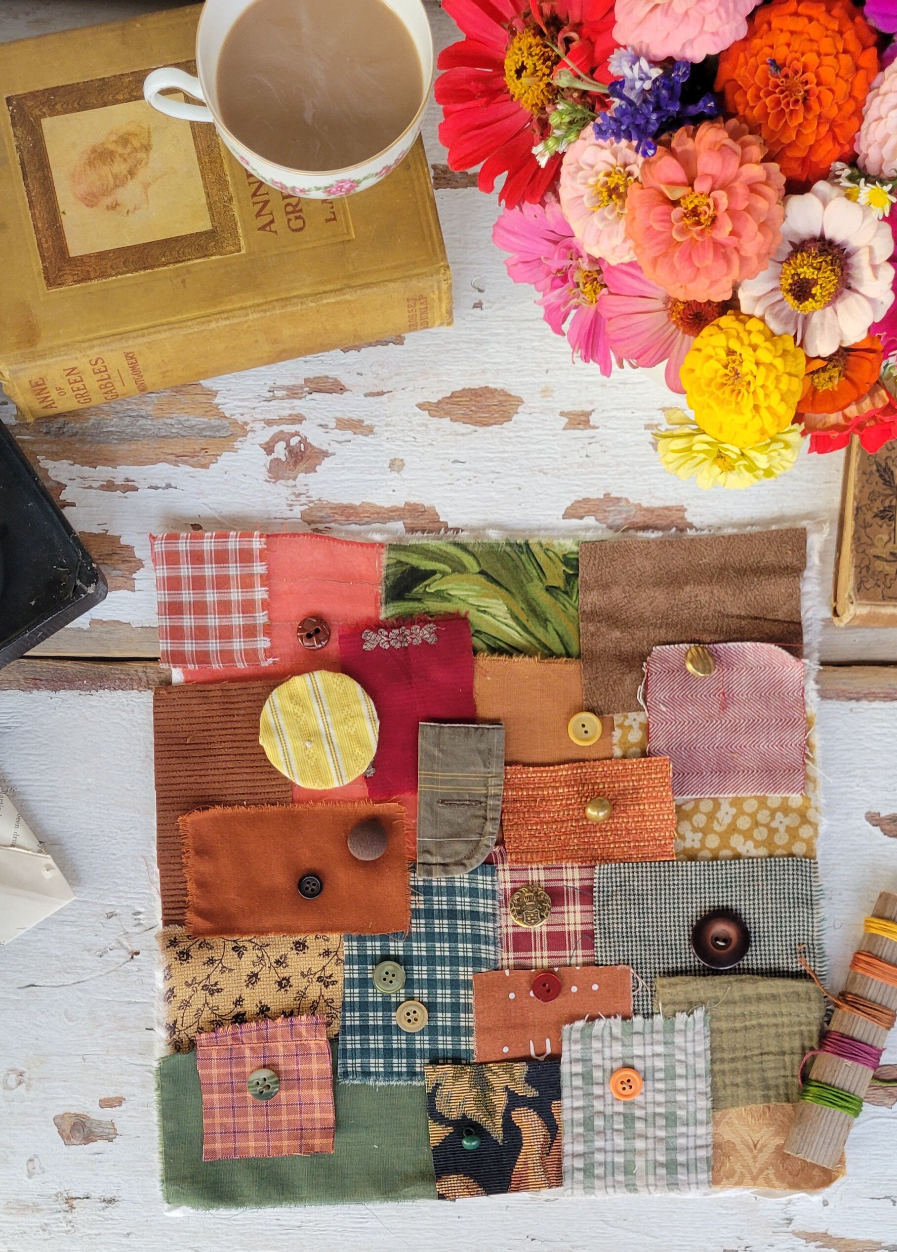 Slow Stitch Kit autumn Mindful Sewing, Fabric Bundle, Junk Journal ...